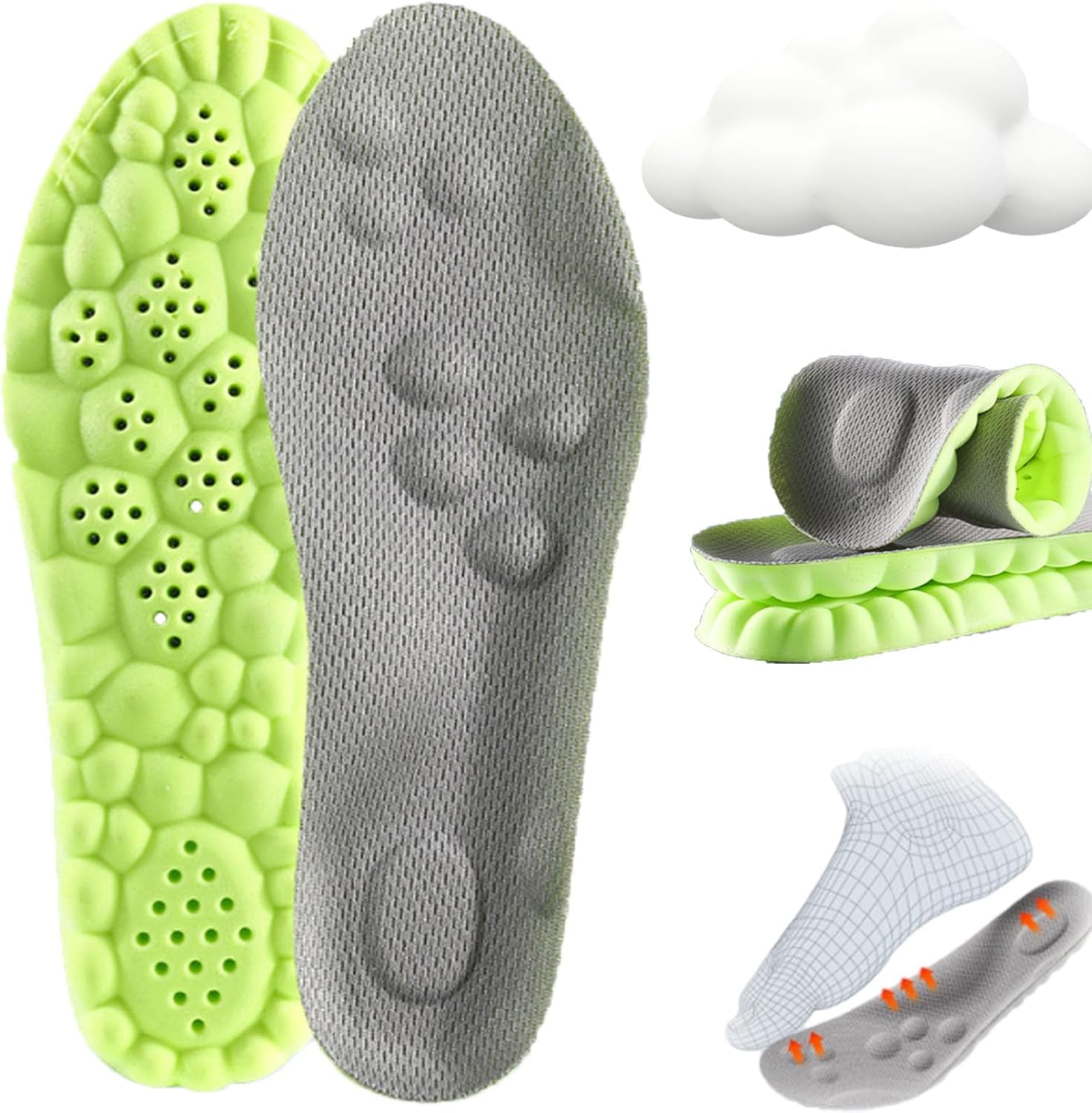 4D Cloud Insoles for Men & Women - Memory Foam Shoe Insoles with ...