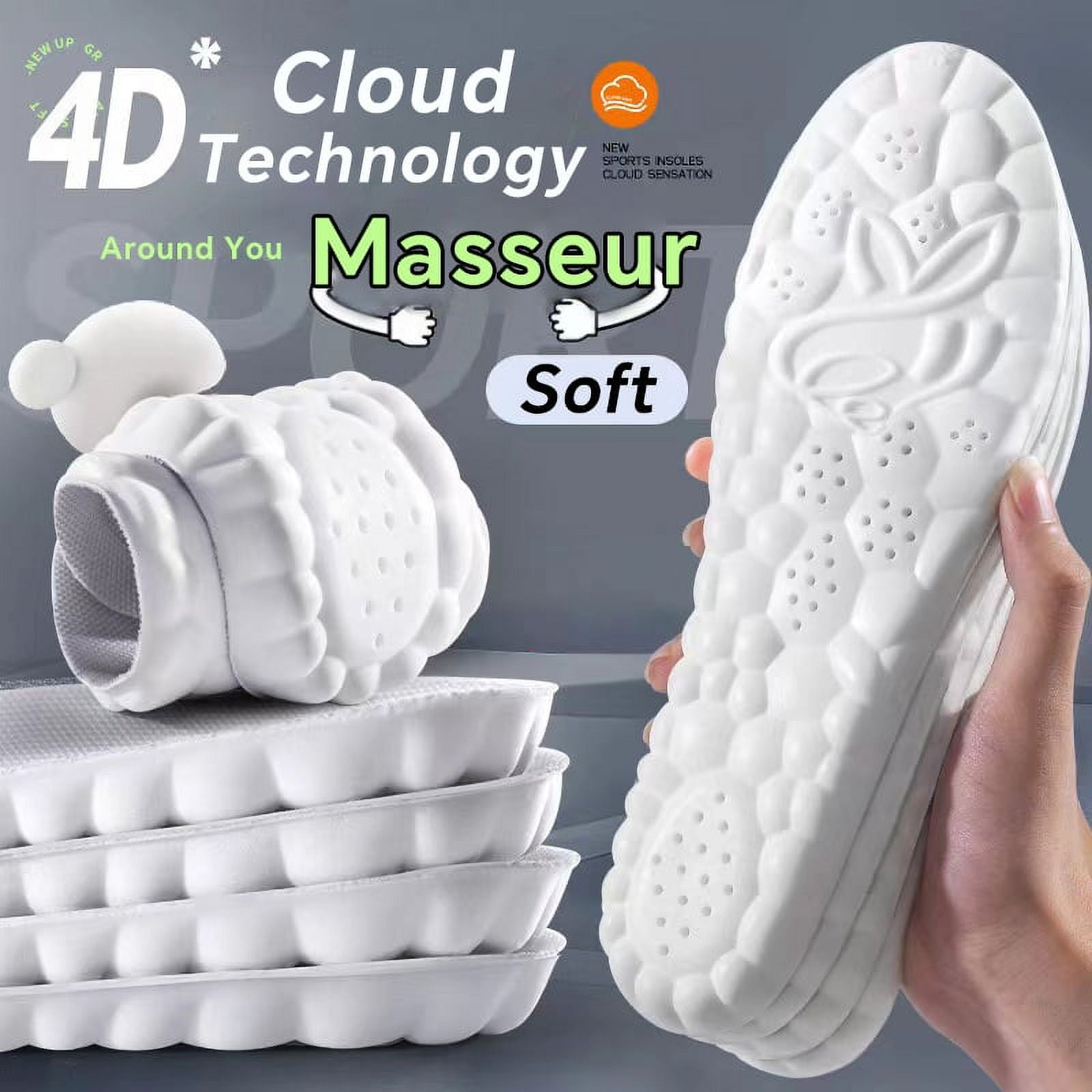 4D Cloud Technology Sports Insoles for Shoes PU Sole Soft Breathable ...
