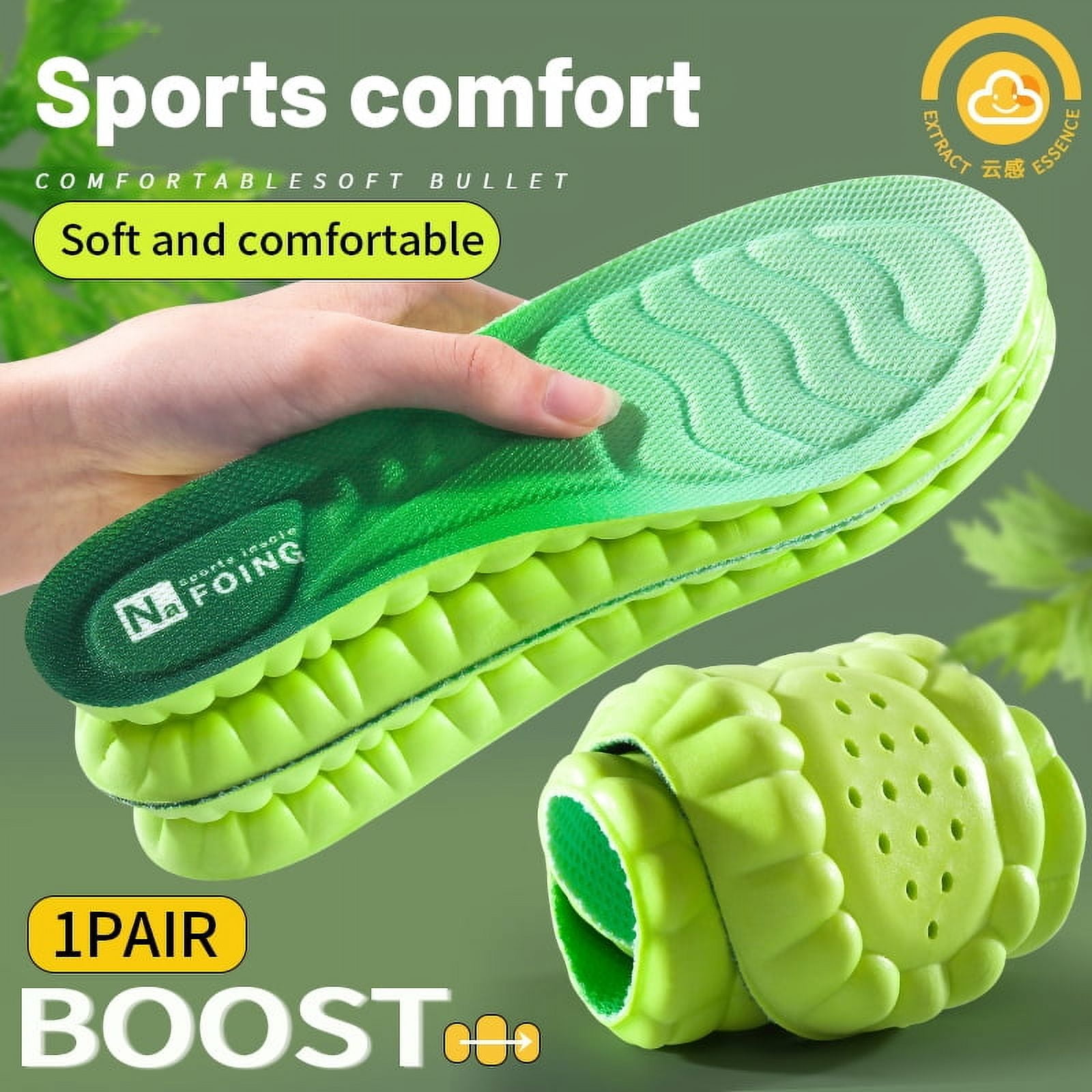 4D Cloud Technology Sports Insoles for Shoes PU Sole Soft Breathable ...