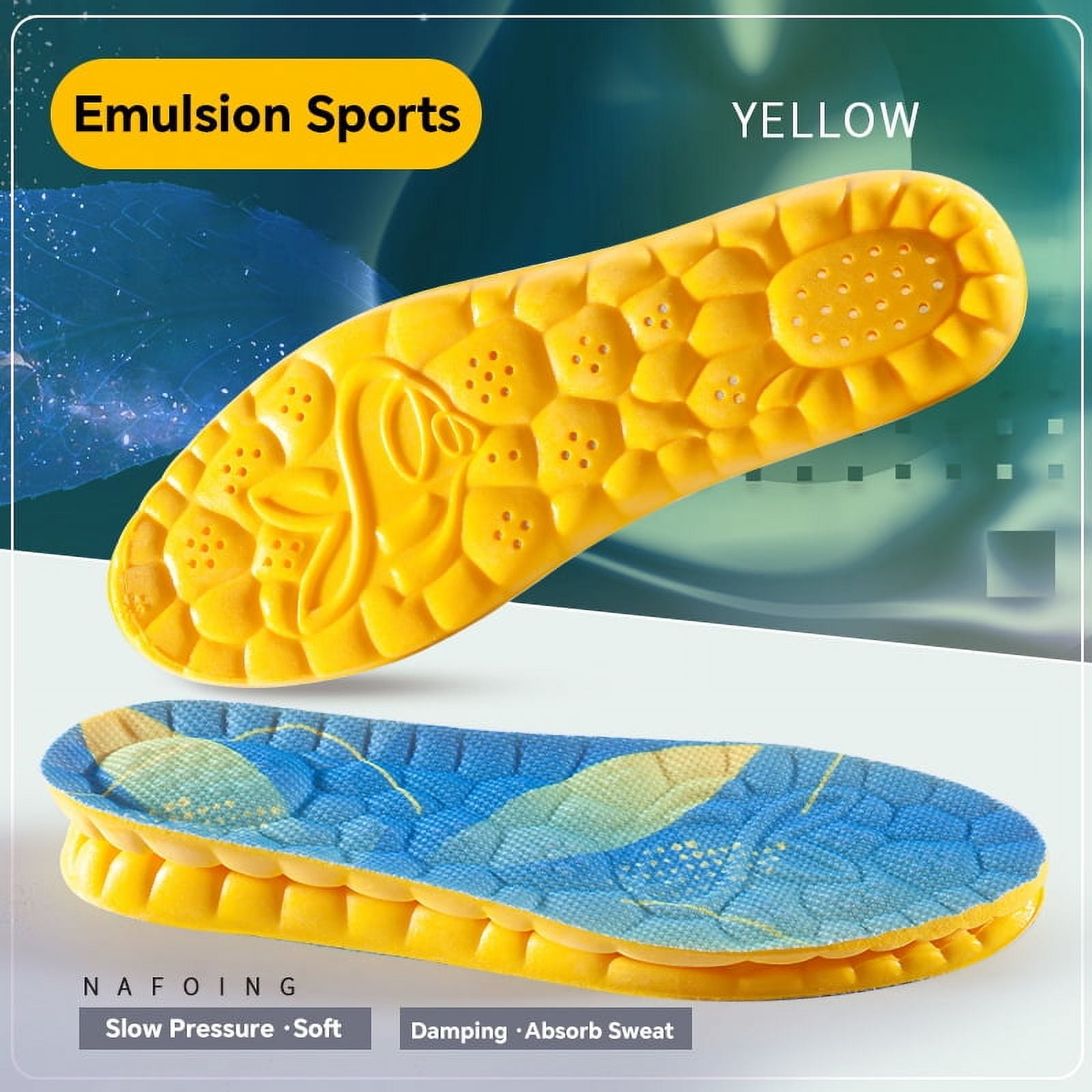 4D Cloud Technology Sports Insoles for Shoes PU Sole Soft Breathable Shock Absorption Cushion ...