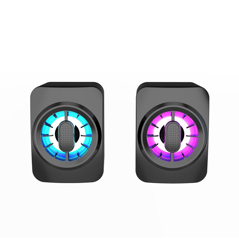 4D Computer Speakers Colorful RGB Light Stereo Surround Soundbar Bass ...