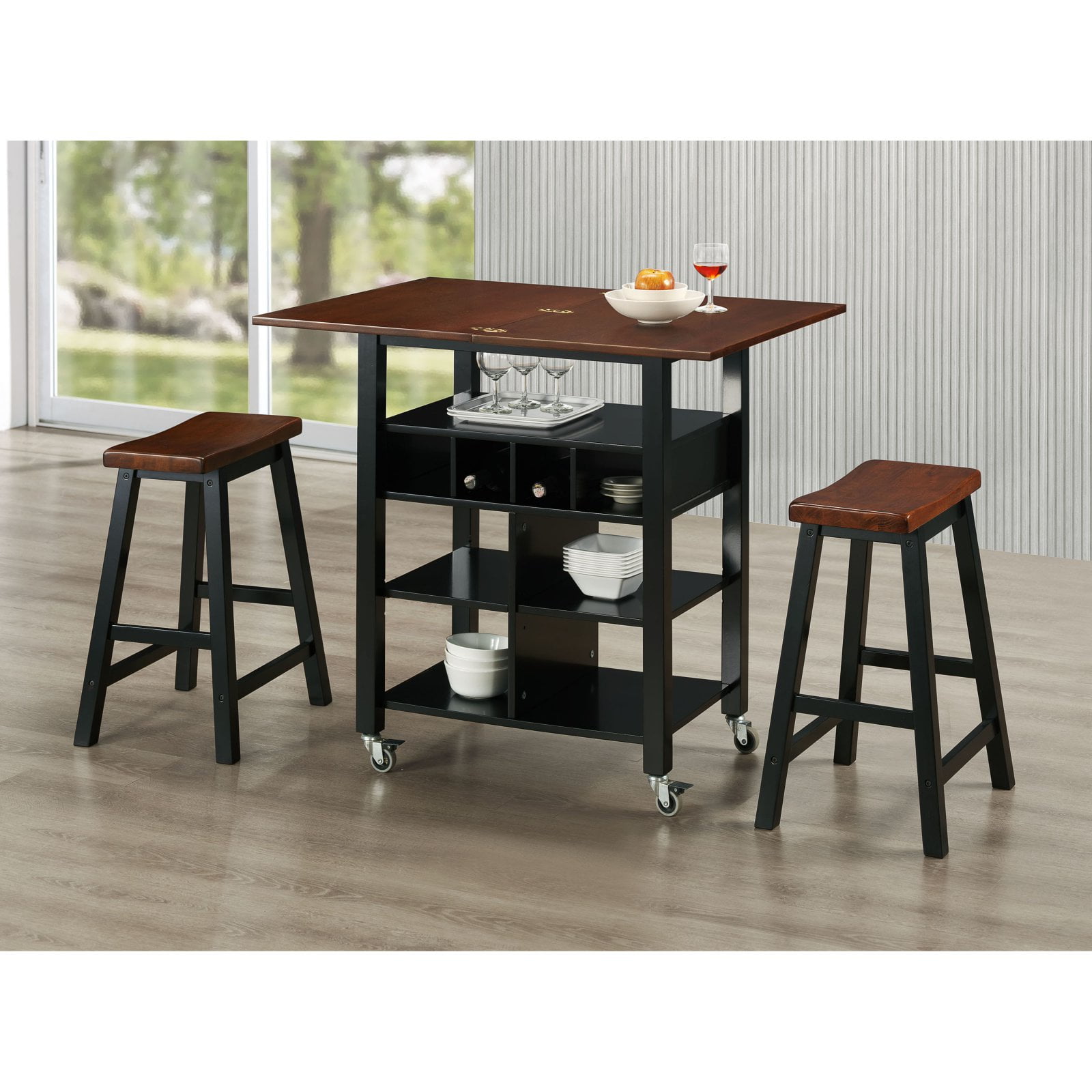 4D Concepts Phoenix Kitchen Island With 2 Stools - Walmart.com
