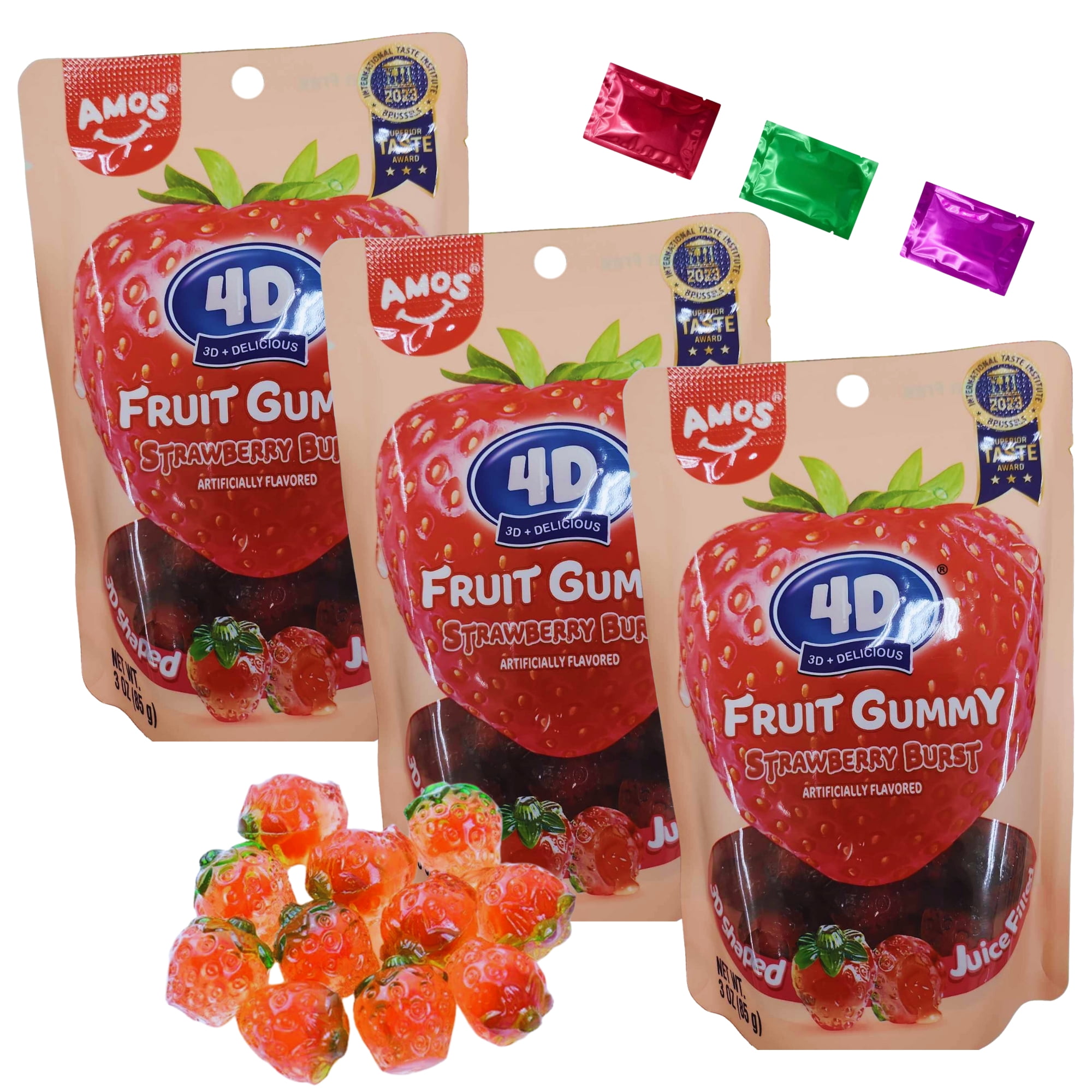 4D Fruit Gummy Strawberry Burst Candy, Tropical Juice Filled Gummies ...