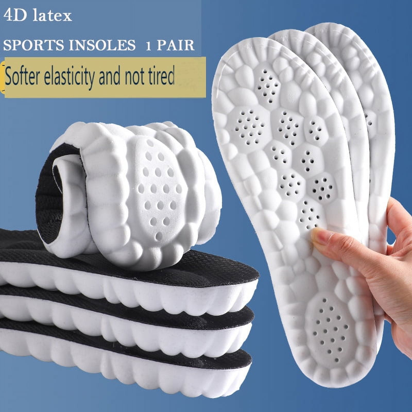 4D Massage Sports Insoles For Men Women High Elastic Shock Absorption ...
