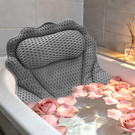 4D Mesh Bathtub Pillow with Head, Neck, and Back Support, Ergonomic ...