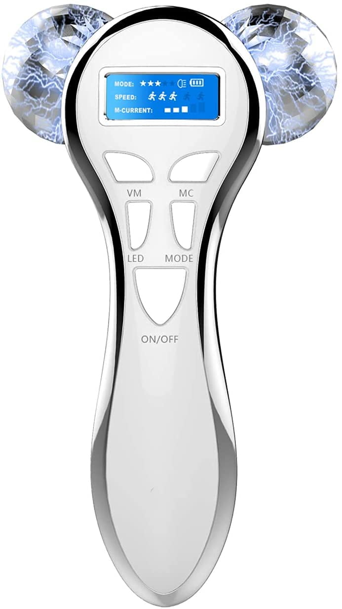 4d Microcurrent Face Massager Rollerelectric Rechargeable Face Lift Roller Arms Legs Massager