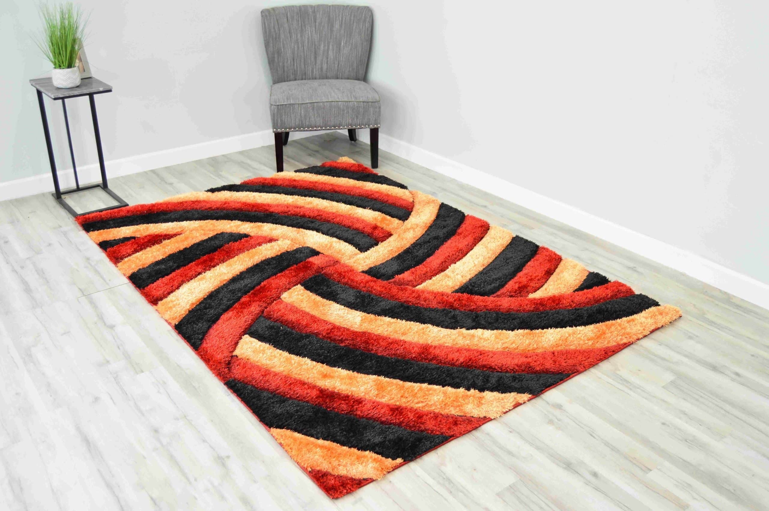 4D Shaggy Rug Hand Carved Plush Thick Modern Contemporary Abstract For ...
