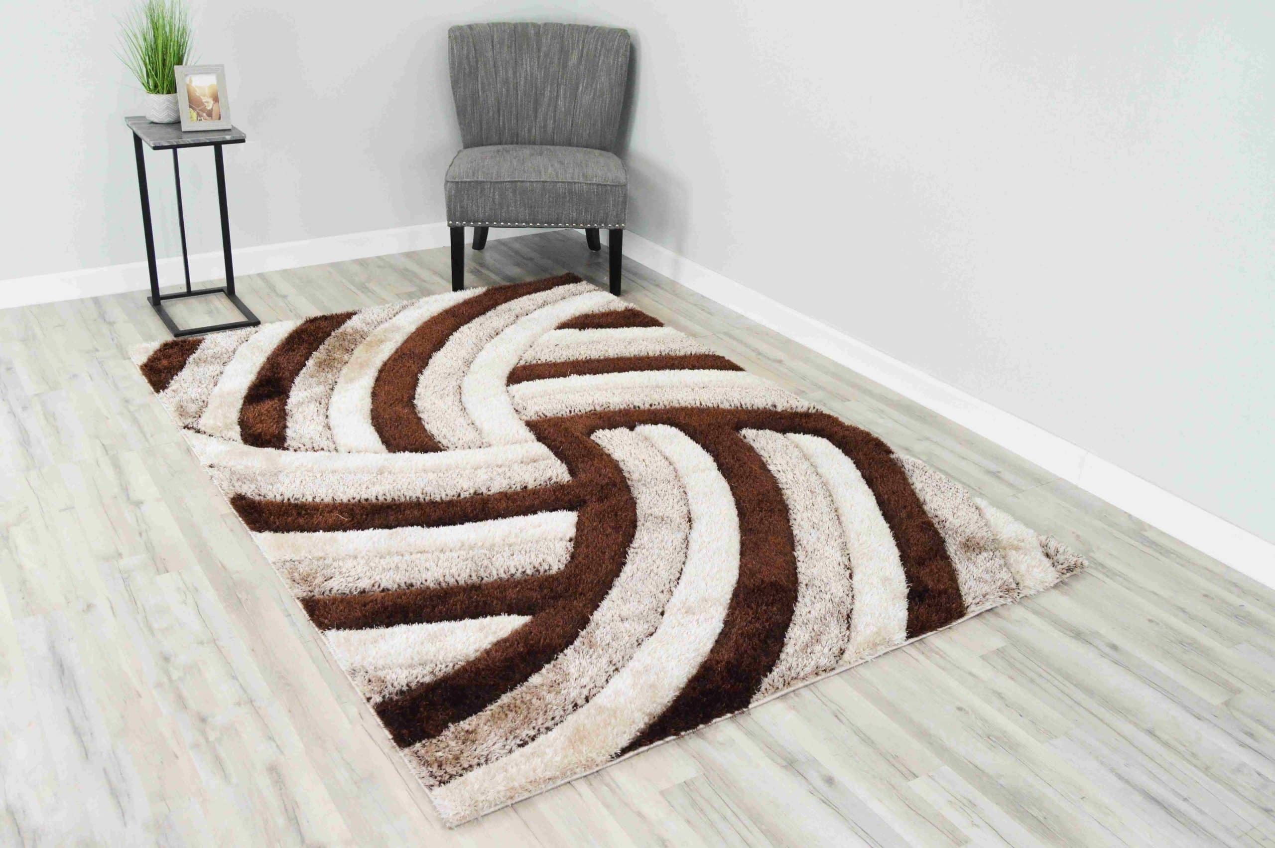 4D Shaggy Rug Hand Carved Plush Thick Modern Contemporary Abstract For ...