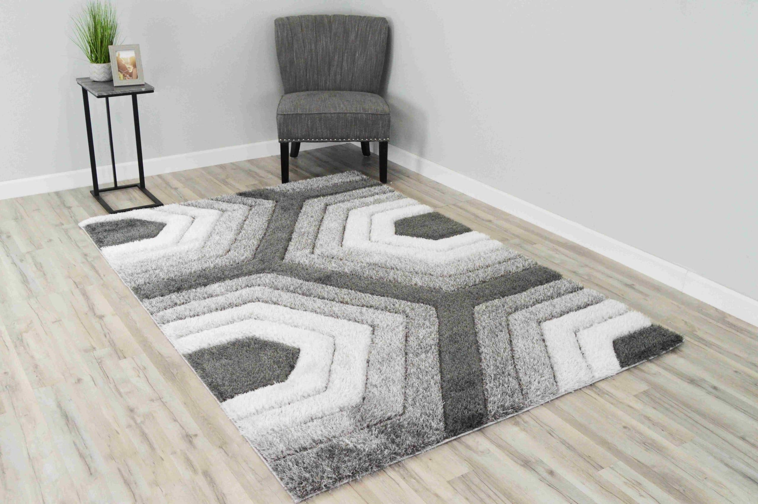 4D Shaggy Rug Hand Carved Plush Thick Modern Contemporary Abstract For ...