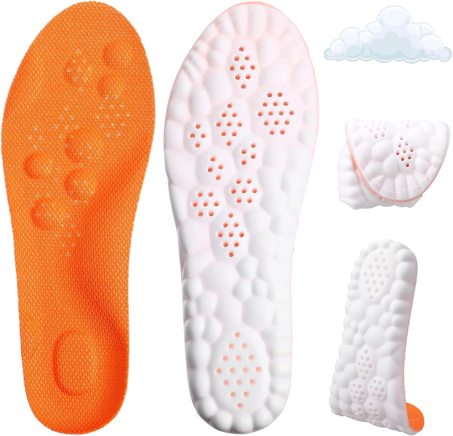 4D Shoe Cloud Insoles for Men Women, 1 Pair Breathable Memory Foam ...