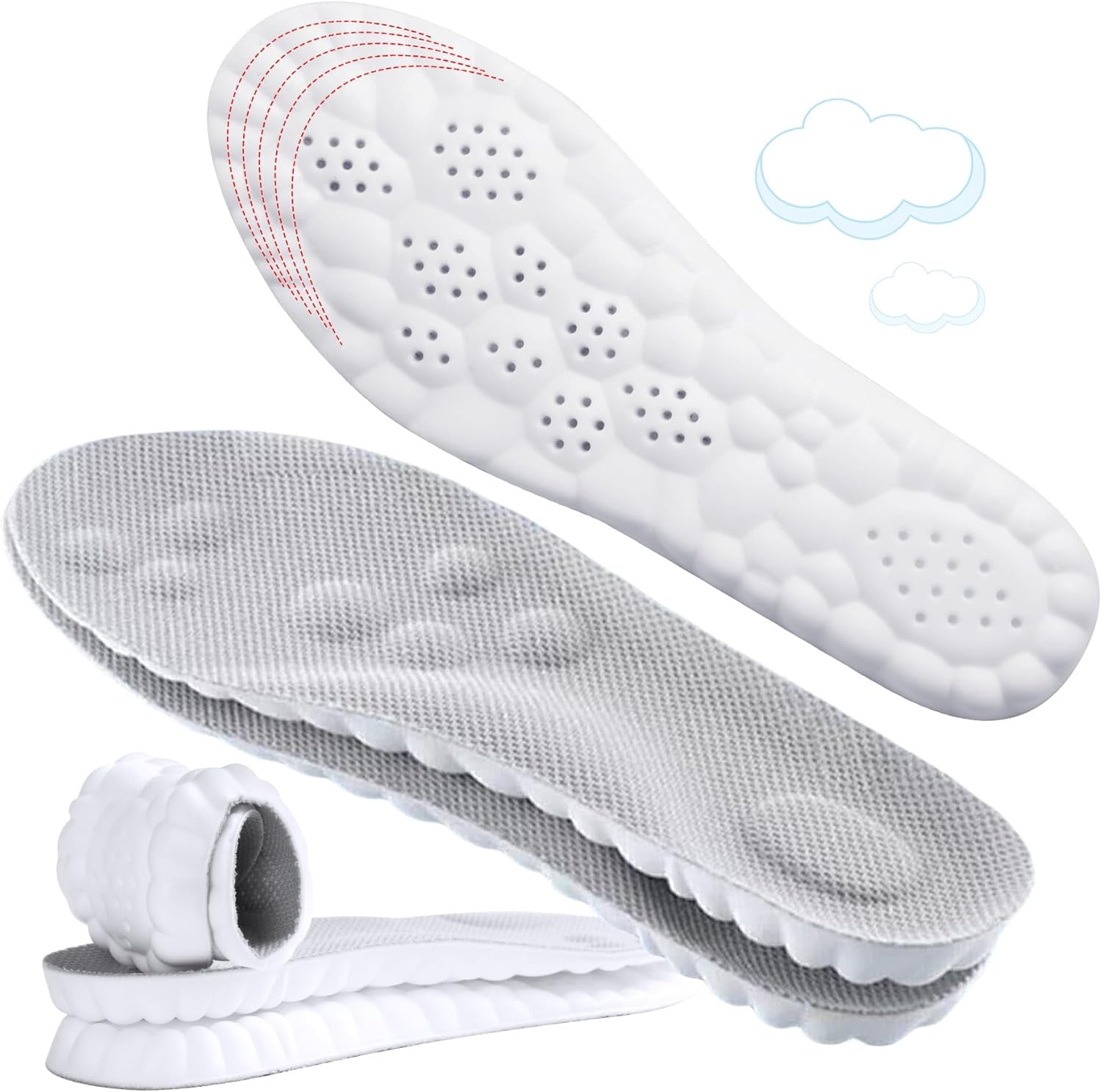4D Shoe Insert, Cloud Memory Foam Insoles for All-Day Comfort, Arch ...