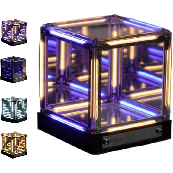 4D Tesseract Cube Lamp, Infinite Space LED Light, Touch Dimmable, USB-C ...