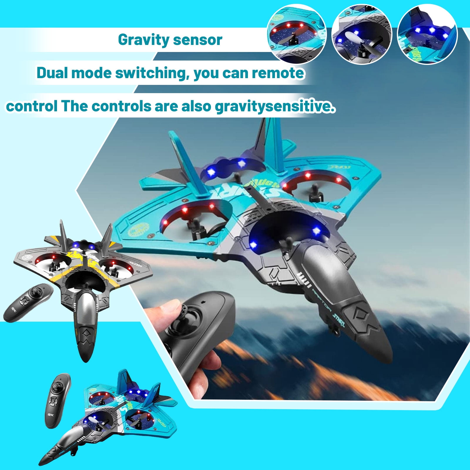 4DRC Foam RC Plane (1 Batteries) - LED Fighter Jet, 360°Flip, Remote ...