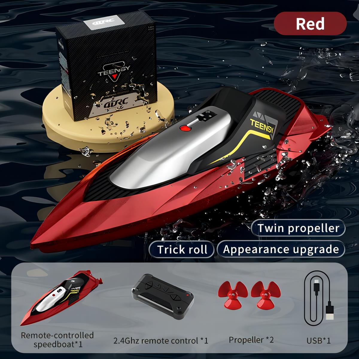 4DRC RC Boat, 2.4G High Speed Remote Control Boat Waterproof Racing ...