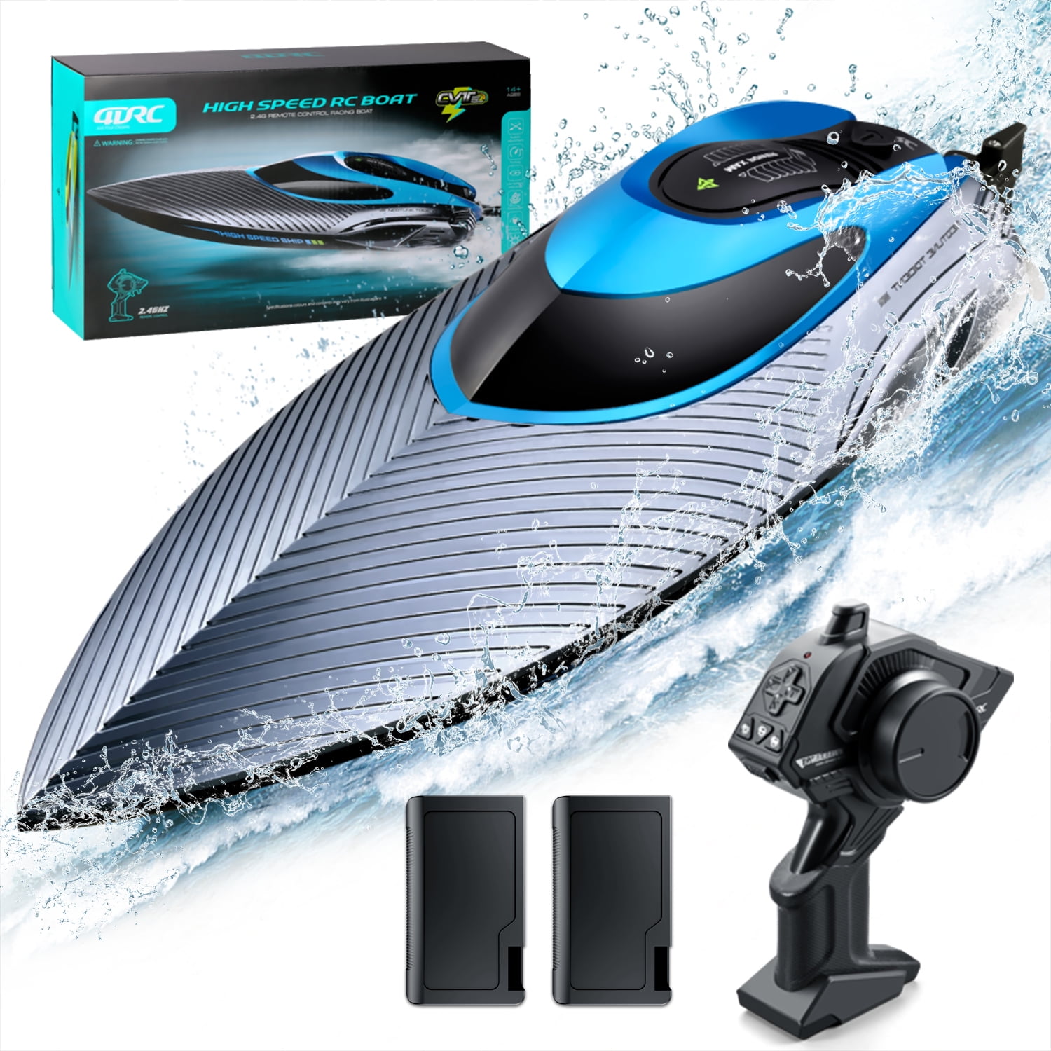 4DRC S3 RC Boat, 30+ mph with LED Lights & 2 Batteries, Capsize ...