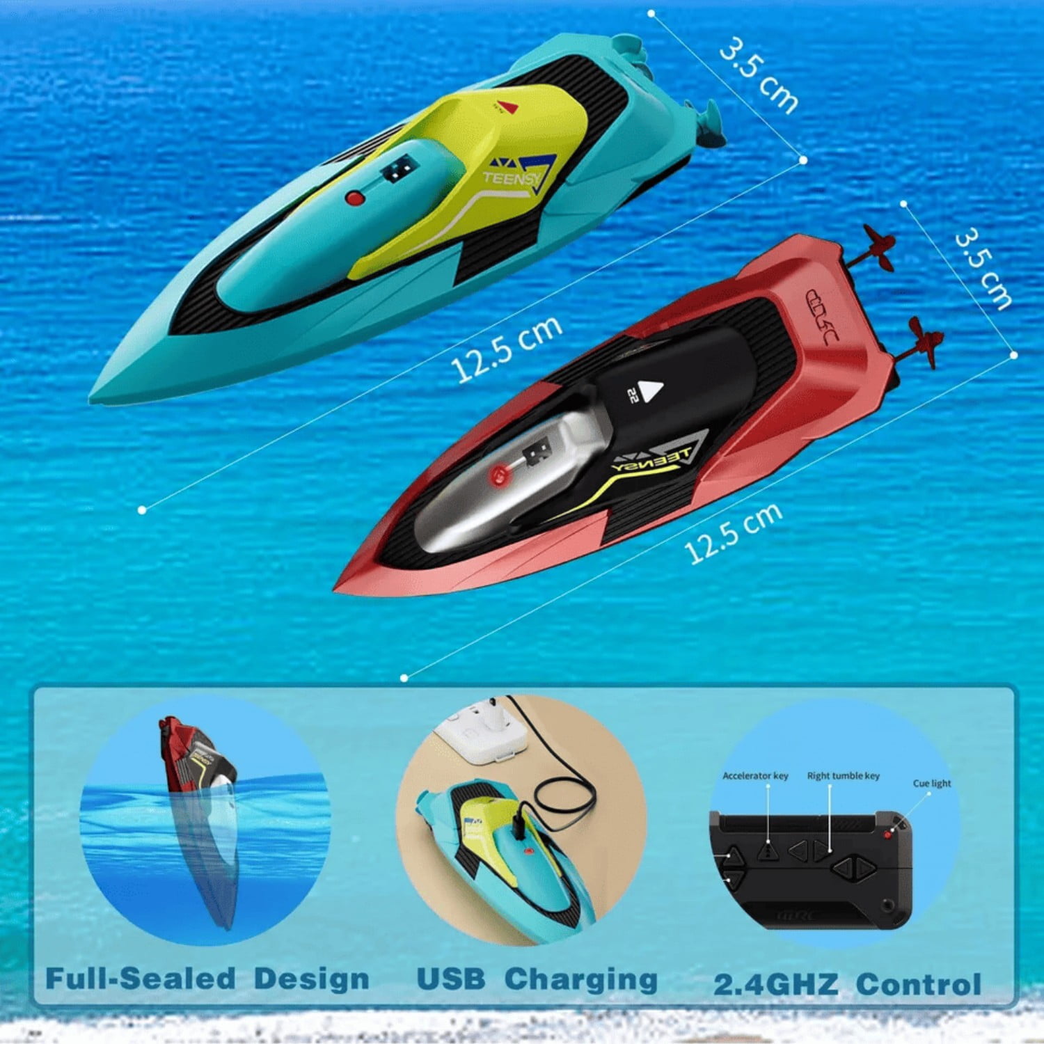 4DRC S5 Fast RC Boat 2.4 GHz 20+ MPH Racing Boats for Pools and Lakes ...