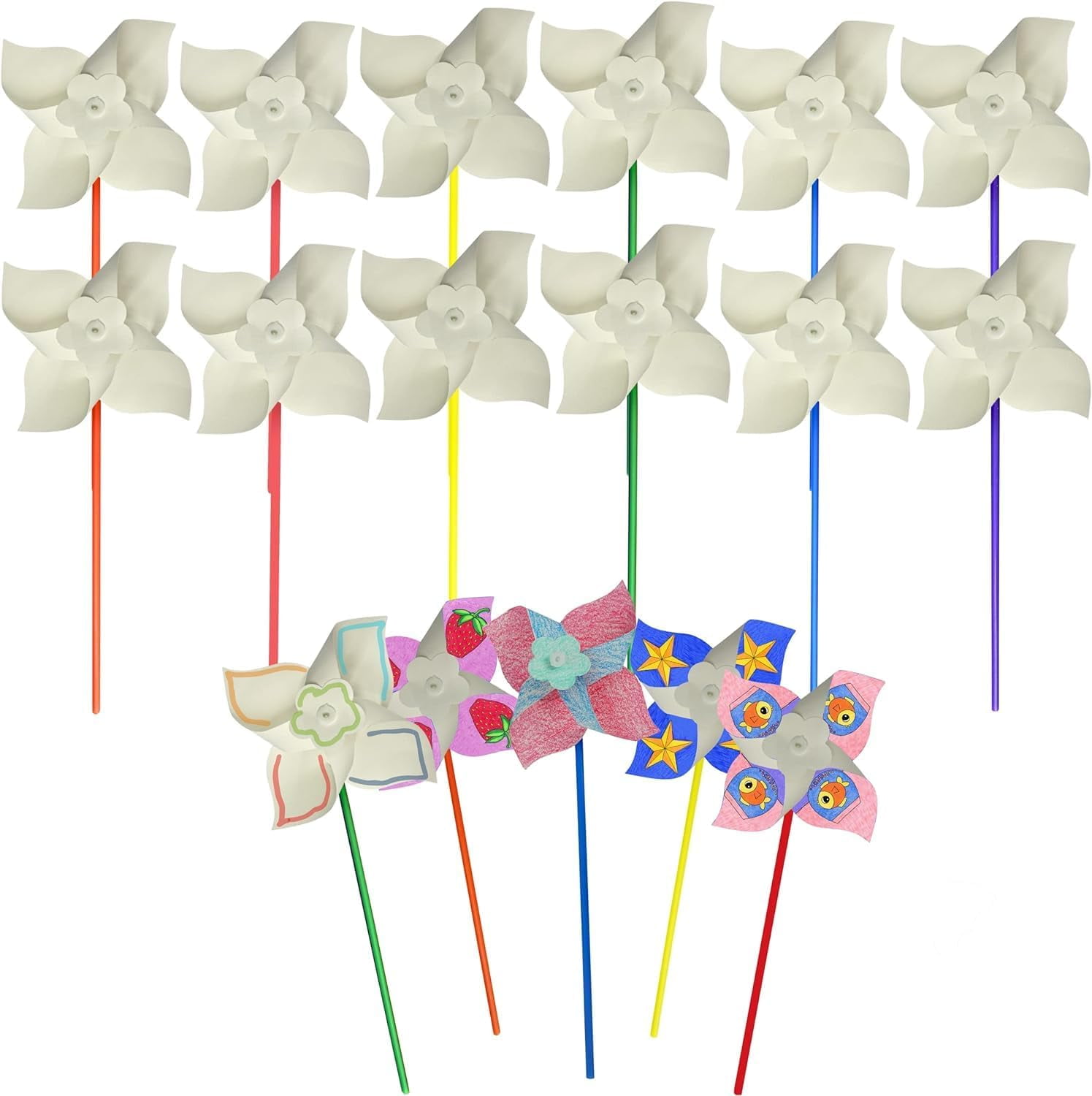 4E's Novelty 100 Pack DIY Pinwheels Craft for Kids, Bulk Summer ...