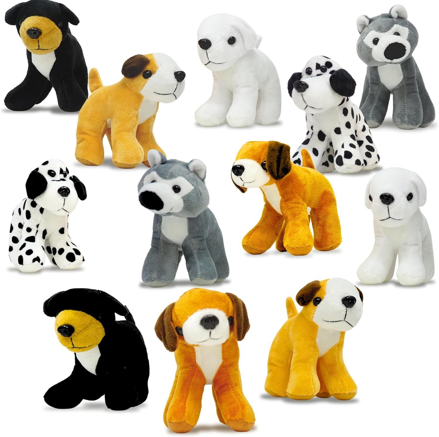 4E's Novelty 12 Pack Assorted Stuffed Dogs – 5” Plush Animals in 6 ...