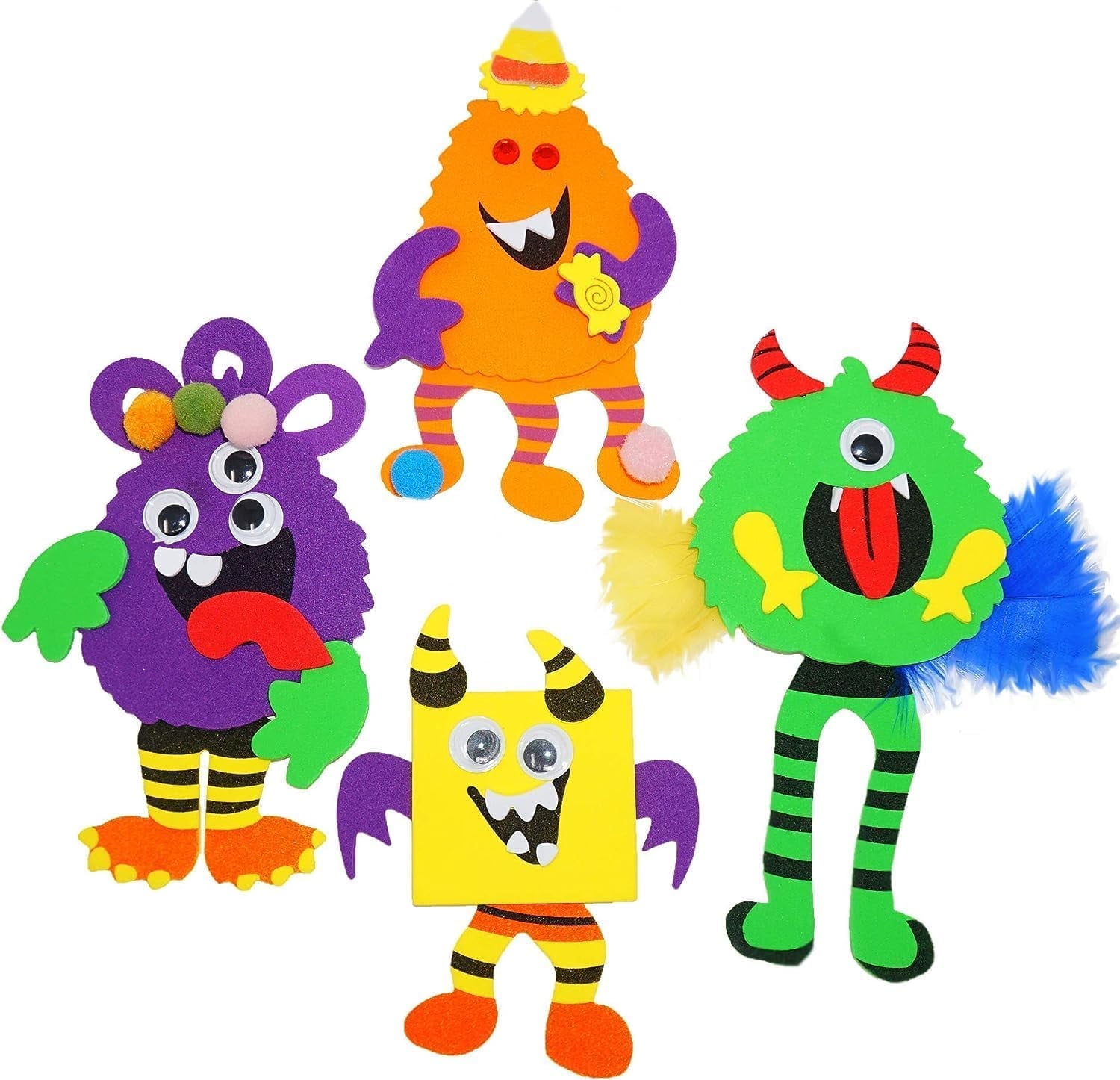 4E's Novelty 12 Pack Halloween Crafts for Kids, Silly Monster Foam ...
