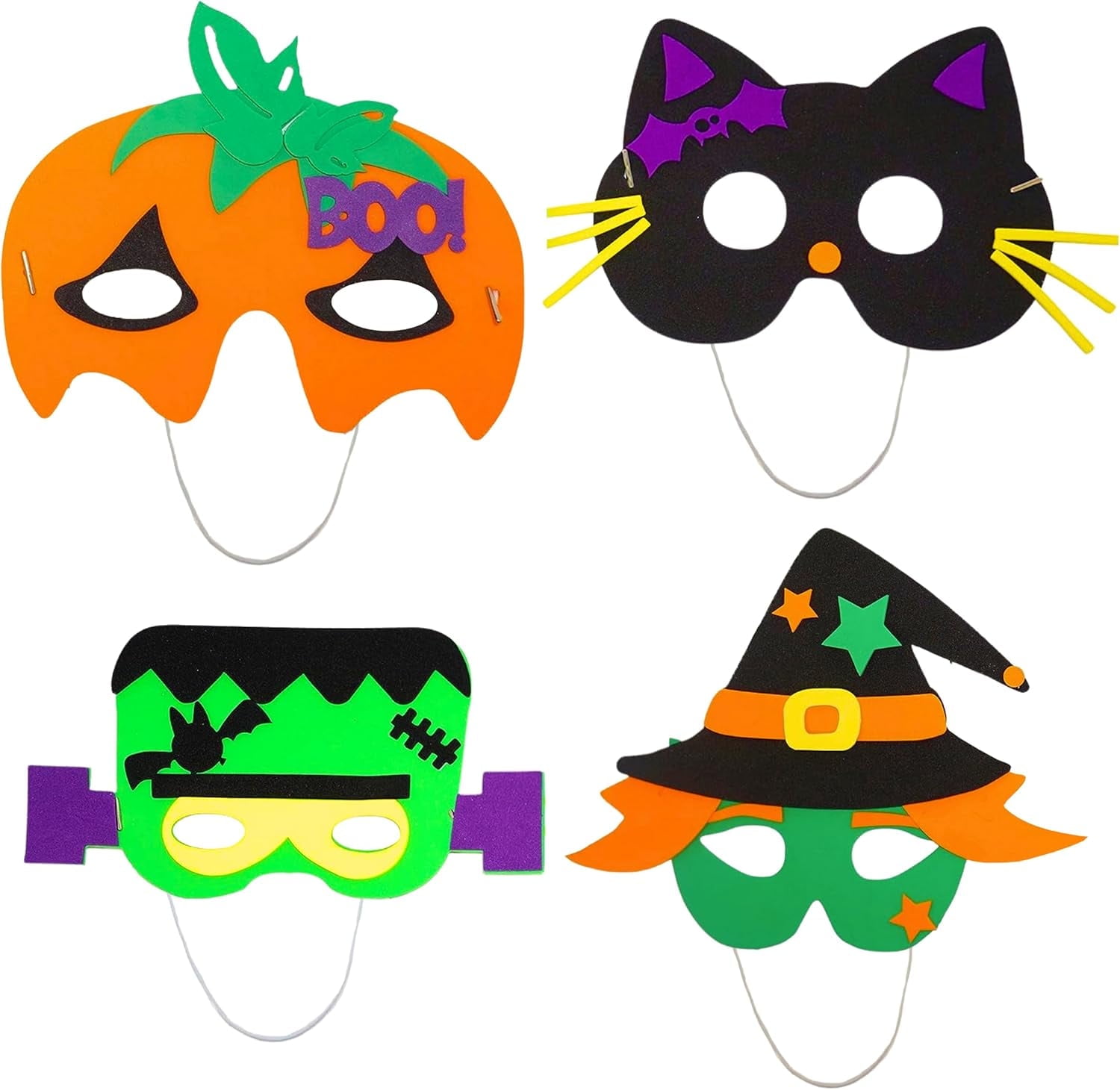 4E's Novelty 12 Pack Halloween DIY Masks Craft for Kids, Self-Adhesive ...