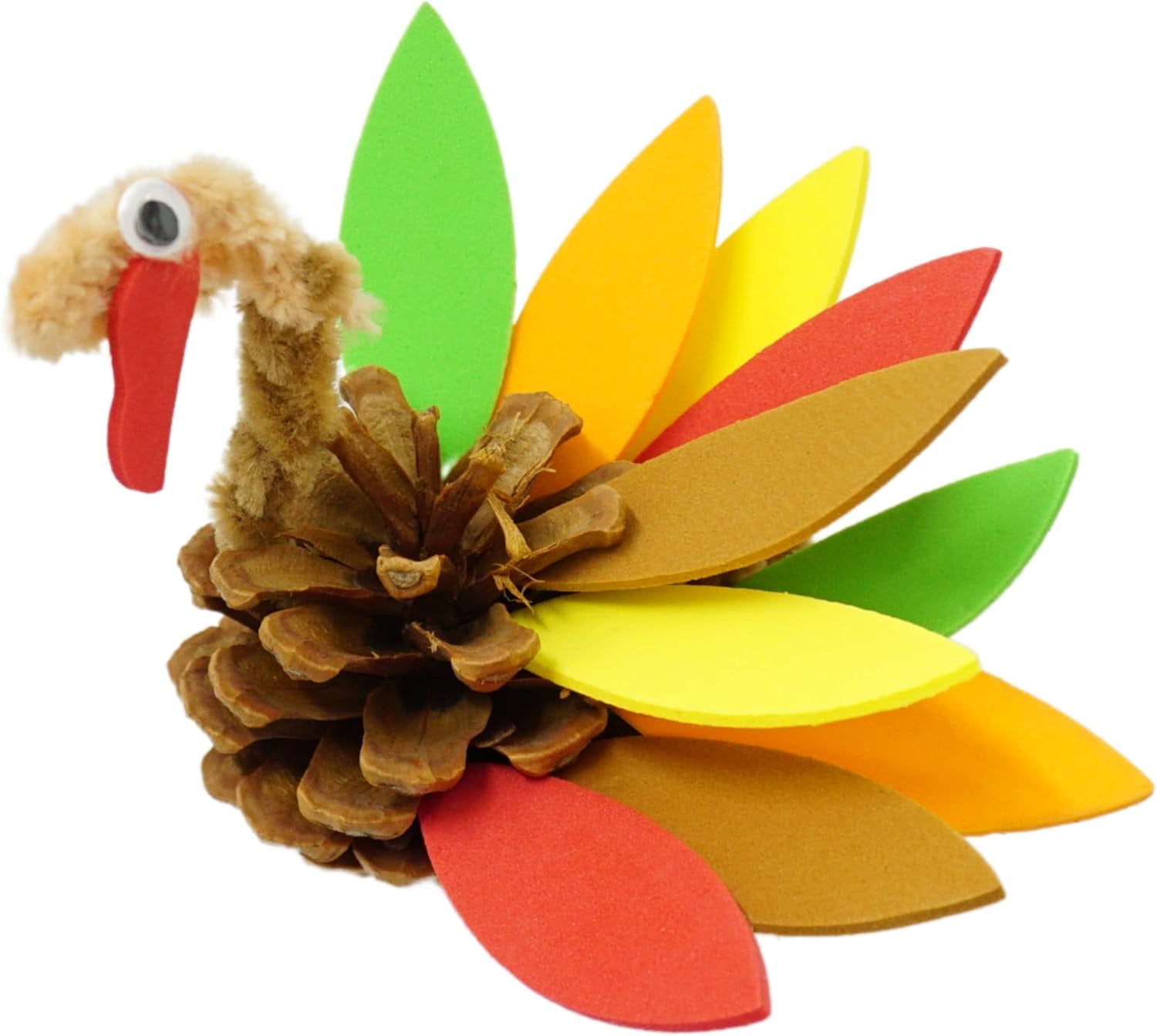 4E's Novelty 12 Pack Pinecone Turkey Craft Kit - DIY Thanksgiving ...