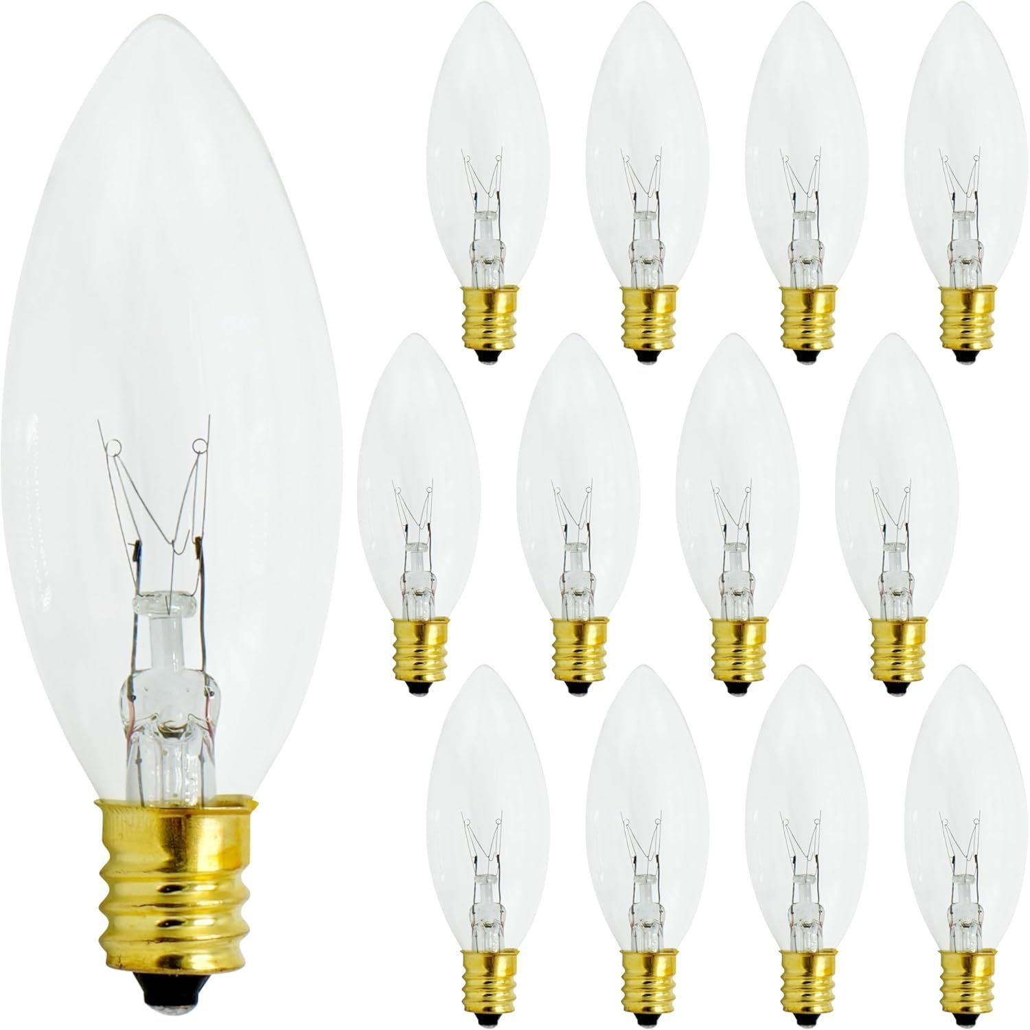 4E's Novelty 12 Pack Replacement Light Bulbs E12 120v 7w - Clear ...
