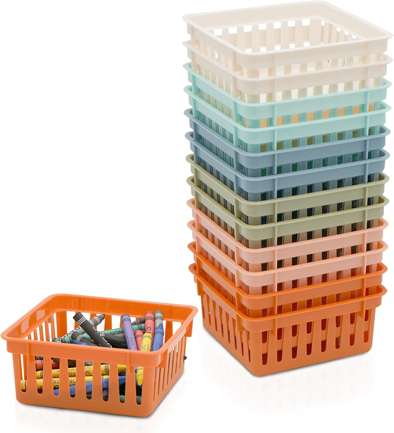 4E's Novelty 12 Pack Small Baskets for Classroom, Vibrant Boho ...