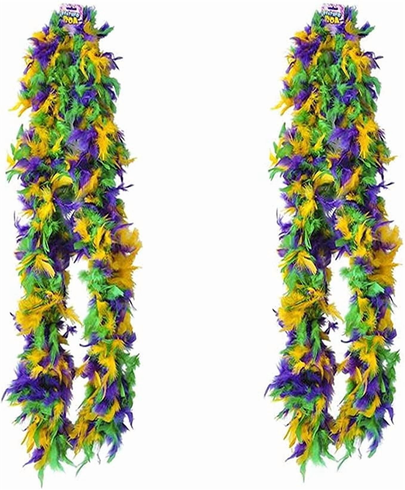 4E's Novelty 2 Pcs Mardi Gras Feather Boas (6 ft), Costume Accessories ...