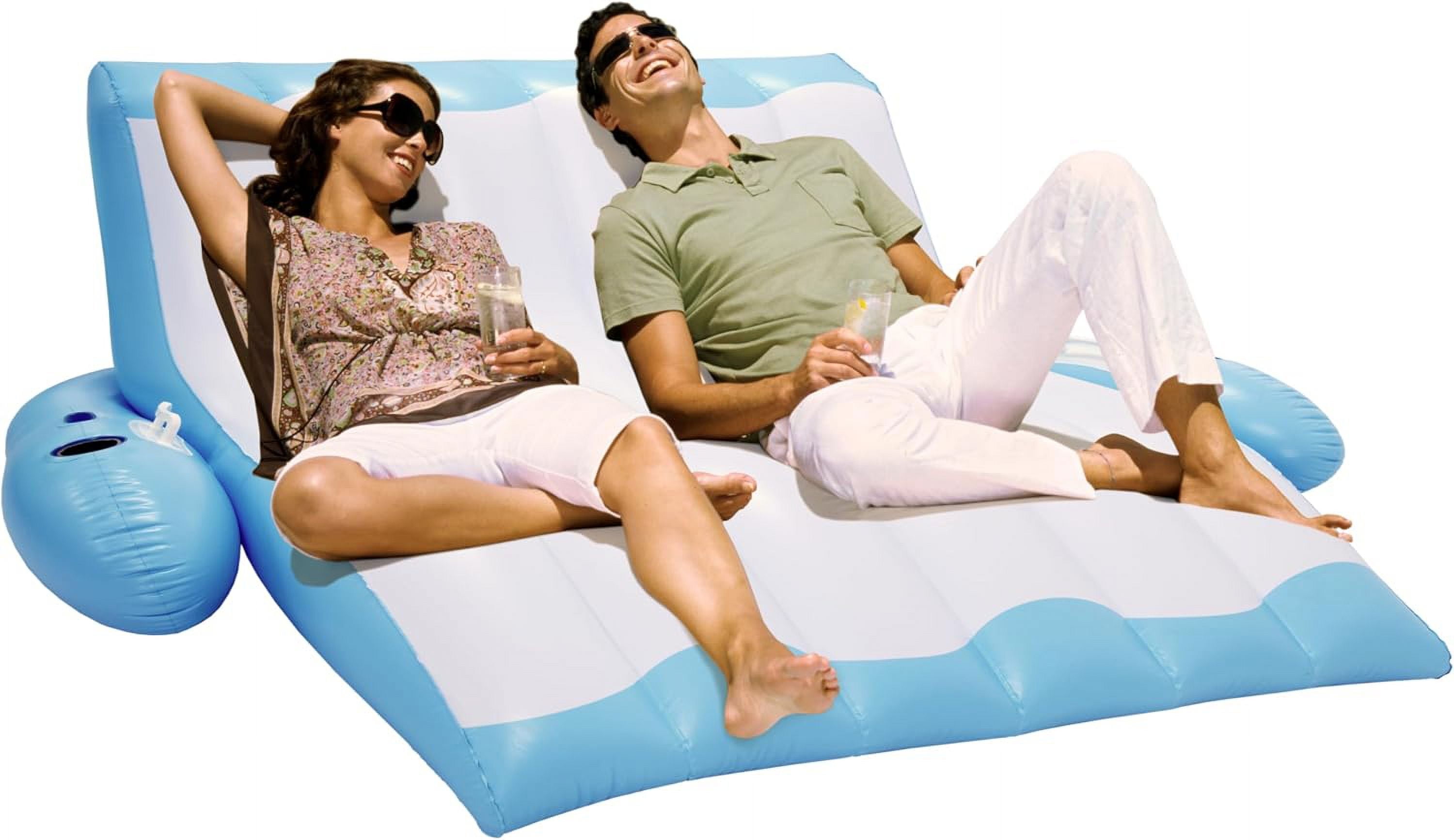 4E's Novelty 2-Person Inflatable Pool Recliner Float With Cup Holder ...