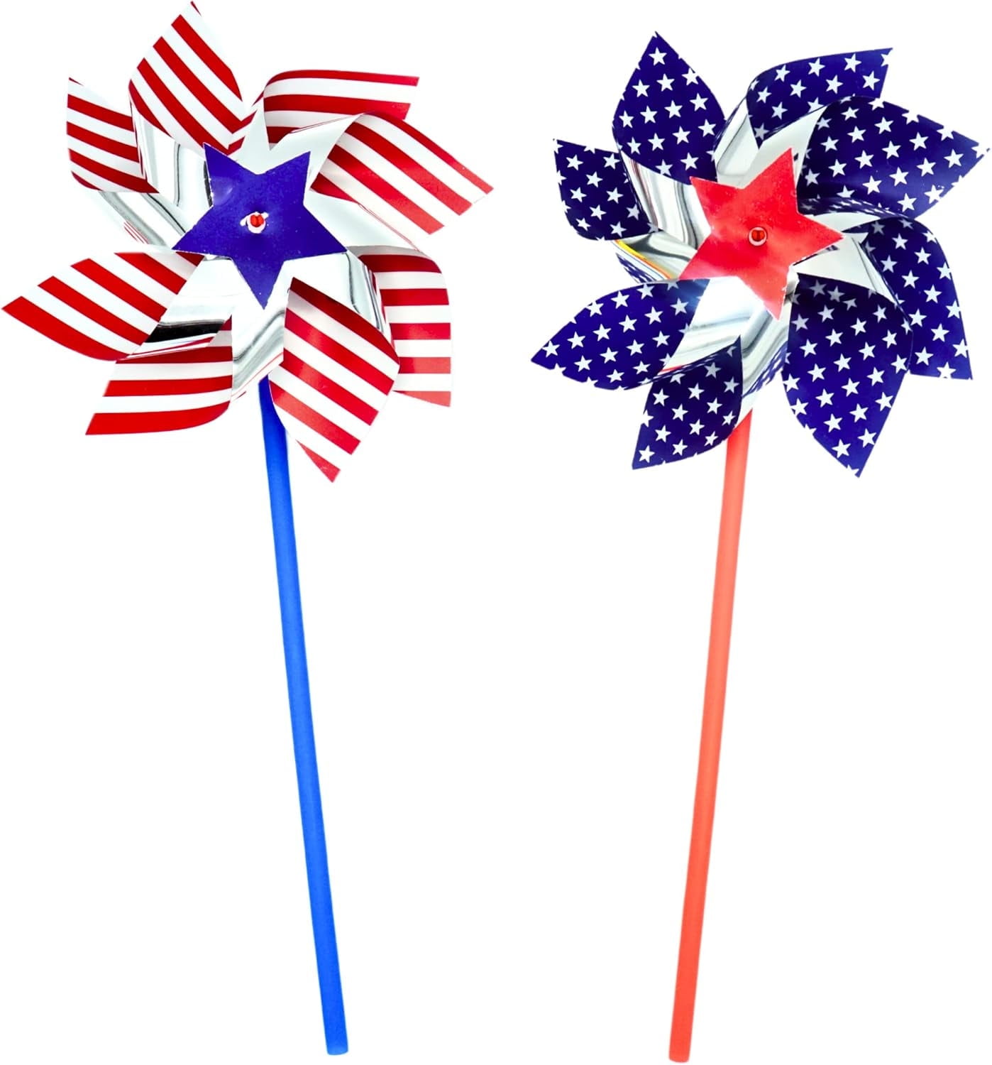 4E's Novelty 24 Pack Patriotic Pinwheels, American Flag Wind Spinners ...