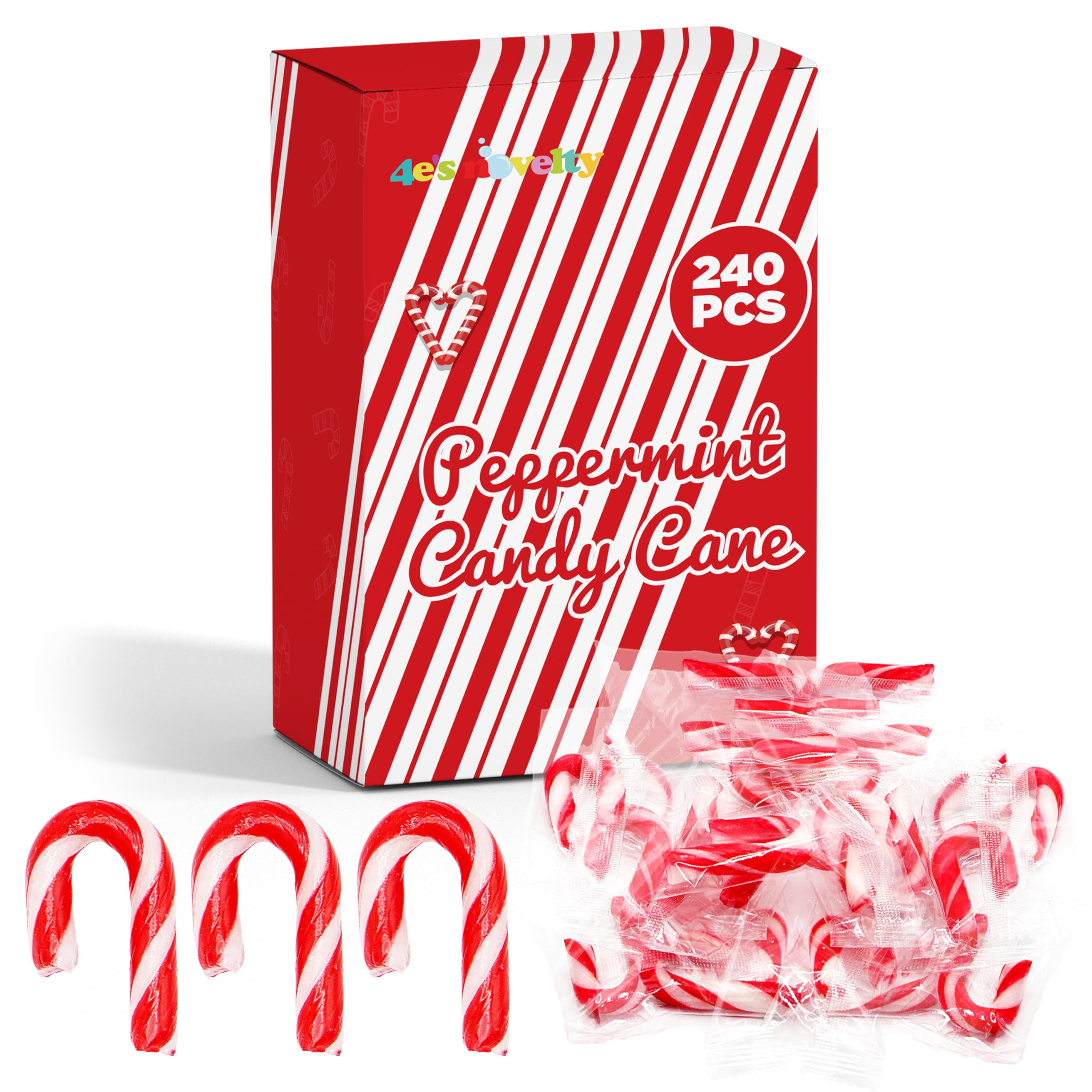 4E's Novelty 240 Pack BCF26 Mini Candy Canes 2-Inch Mini Candy Canes ...