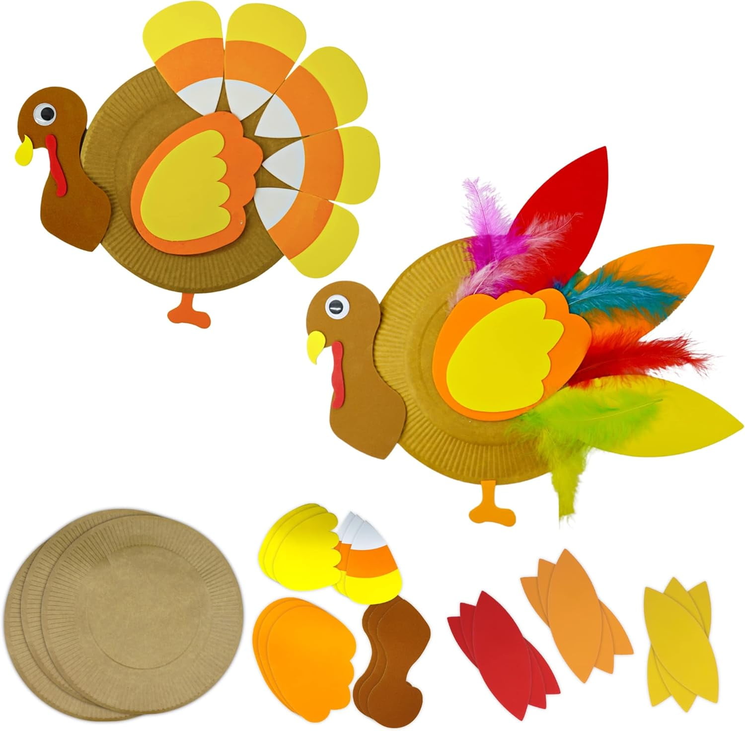 4E's Novelty 4 Pack Turkey Plate Craft for Kids - Fall Thanksgiving ...