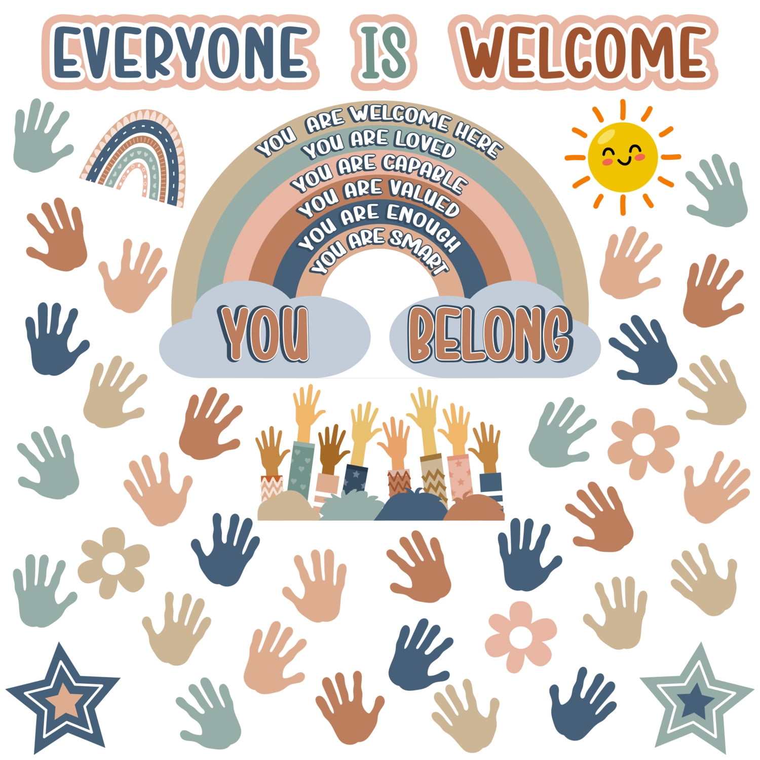 4E's Novelty 46 Pcs "Everyone is Welcome" Boho Classroom Bulletin Board ...