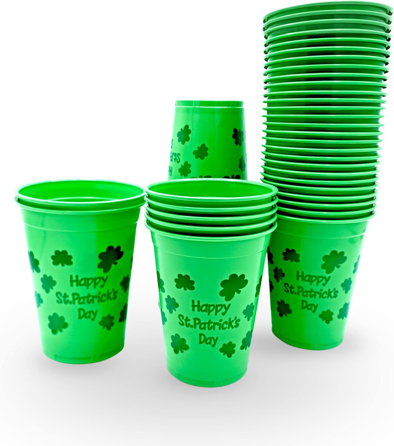 4E's Novelty 50 St. Patrick's Day Party Cups - 16 oz Disposable Plastic ...