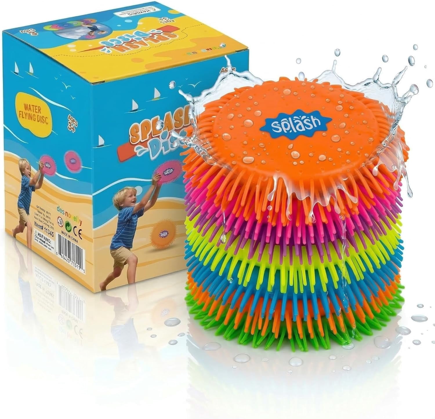 4E's Novelty 6 Pack Colourful Splash Discs, Floating Soft Pool Toy ...