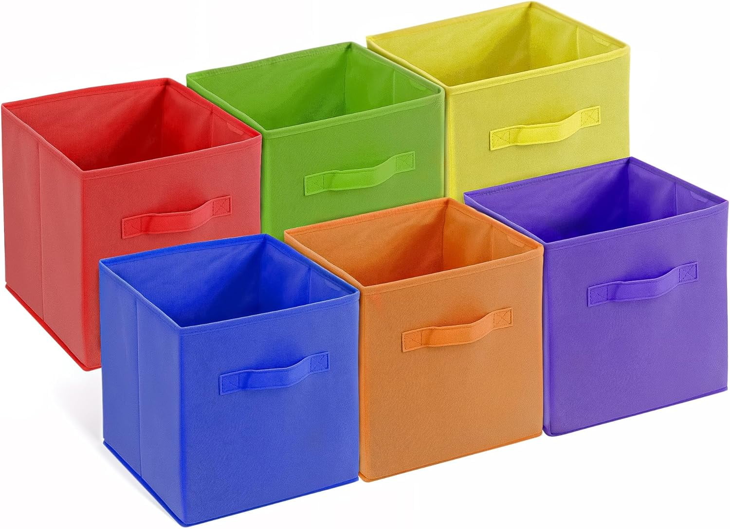 4E's Novelty 6 Packs 11 Inch Rainbow Color Storage Foldable Cube Bins ...