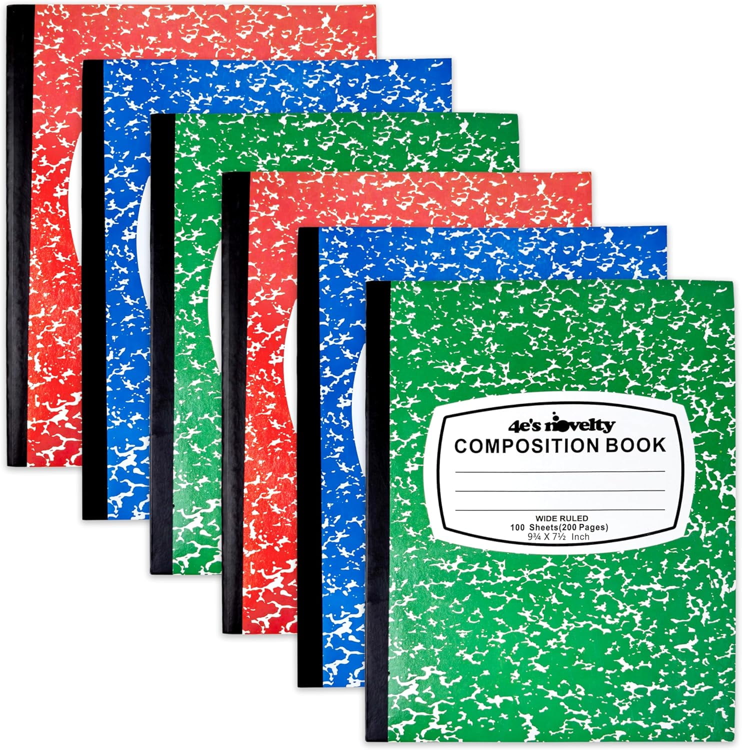 Wide Ruled Notebook: 6 pack, 1-subject Composition Notebook for Kids ...