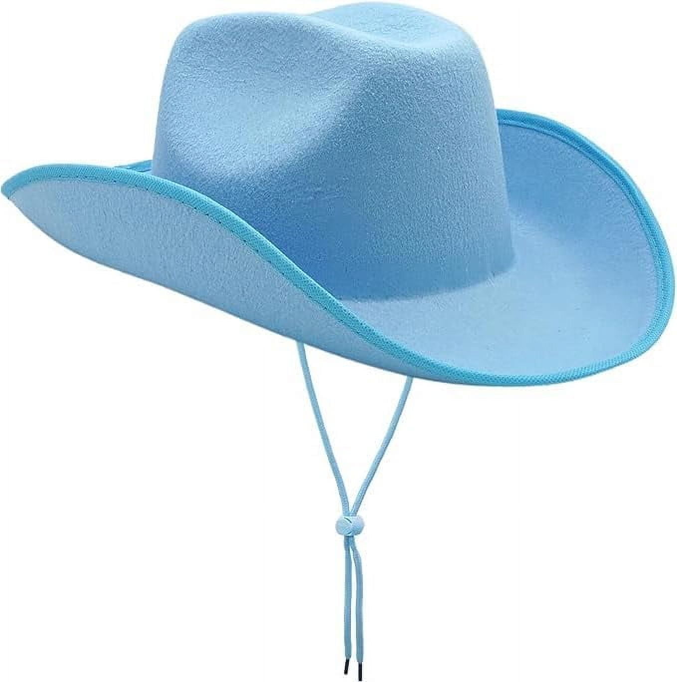 4E's Novelty Light Blue Cowboy Hat for Adults – Felt Western Hat for Men & Women, Party, Rodeo ...