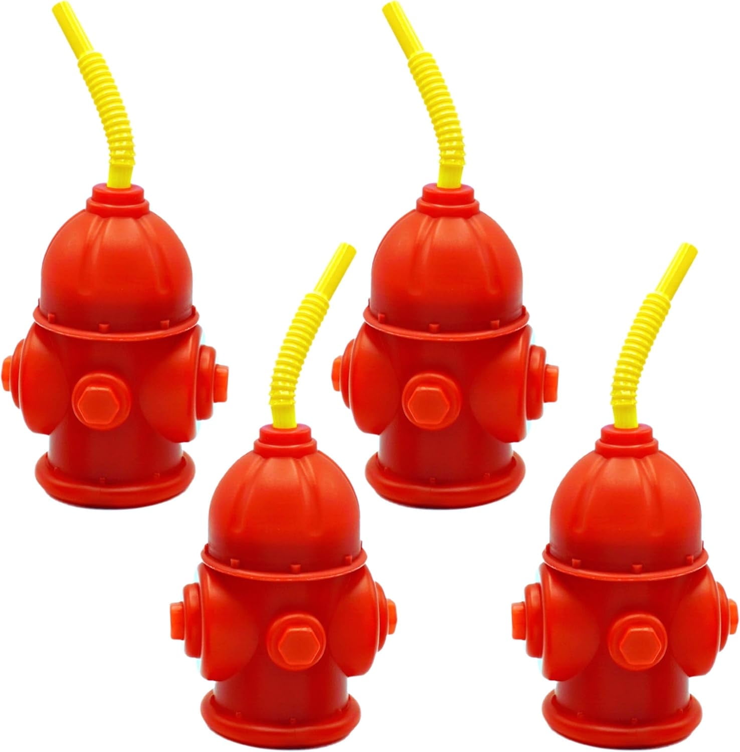 4E's Novelty Fire Hydrant Cups 12oz, 4 Pack - Firefighter Birthday ...