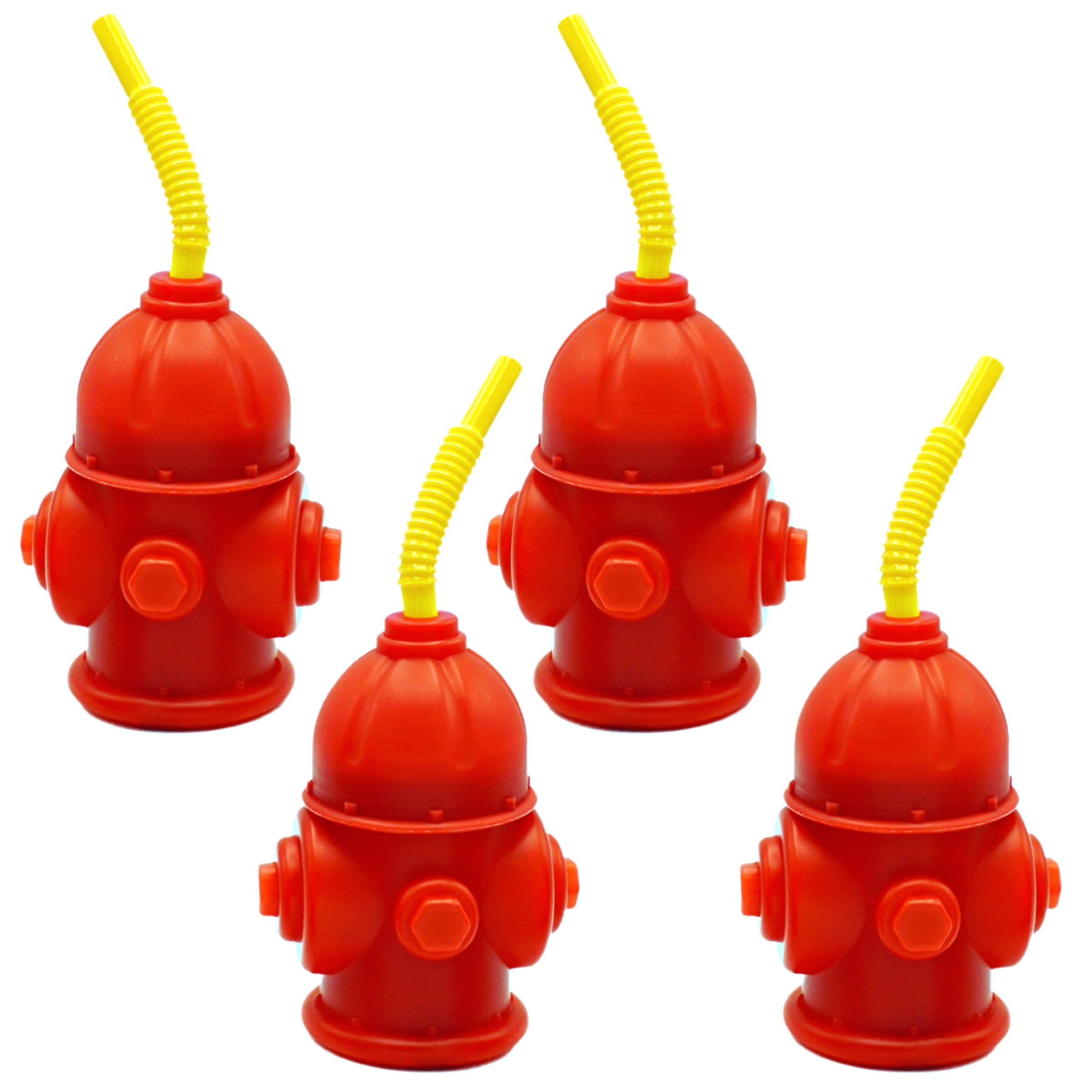 4E's Novelty Fire Hydrant Straw Cups With Lids (4 Pack) 12oz - for ...