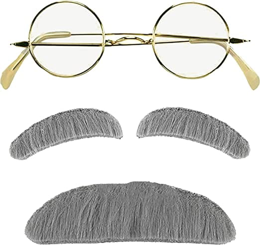 4E's Novelty Old Man Costume Kit for Boys – Mustache, Eyebrows, Glasses ...