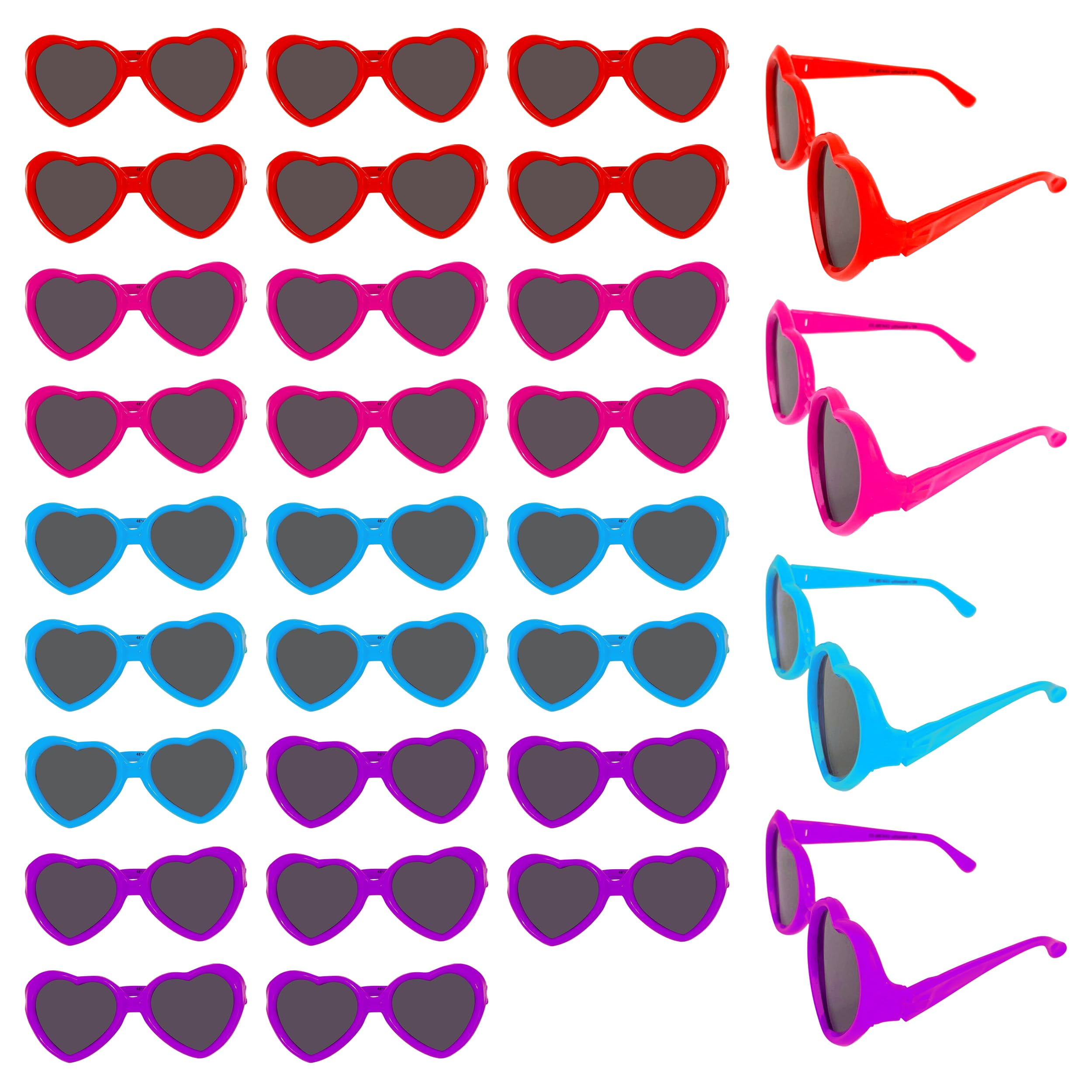 4E's Novelty Valentine Heart Sunglasses, 30 Pack Bulk Party Favors for ...