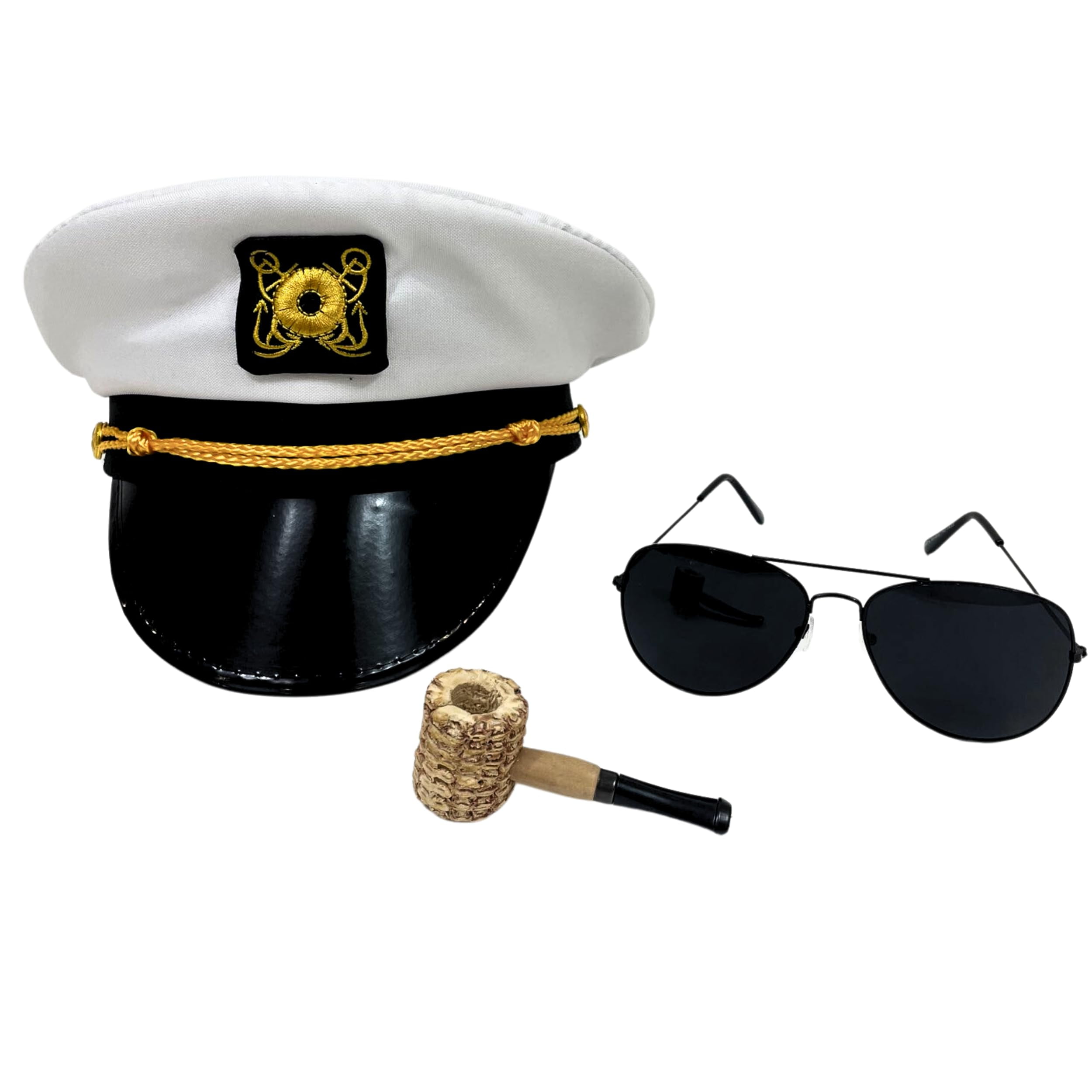 4E's Novelty Yacht Captain Hat Costume Accessories Set - Adjustable ...