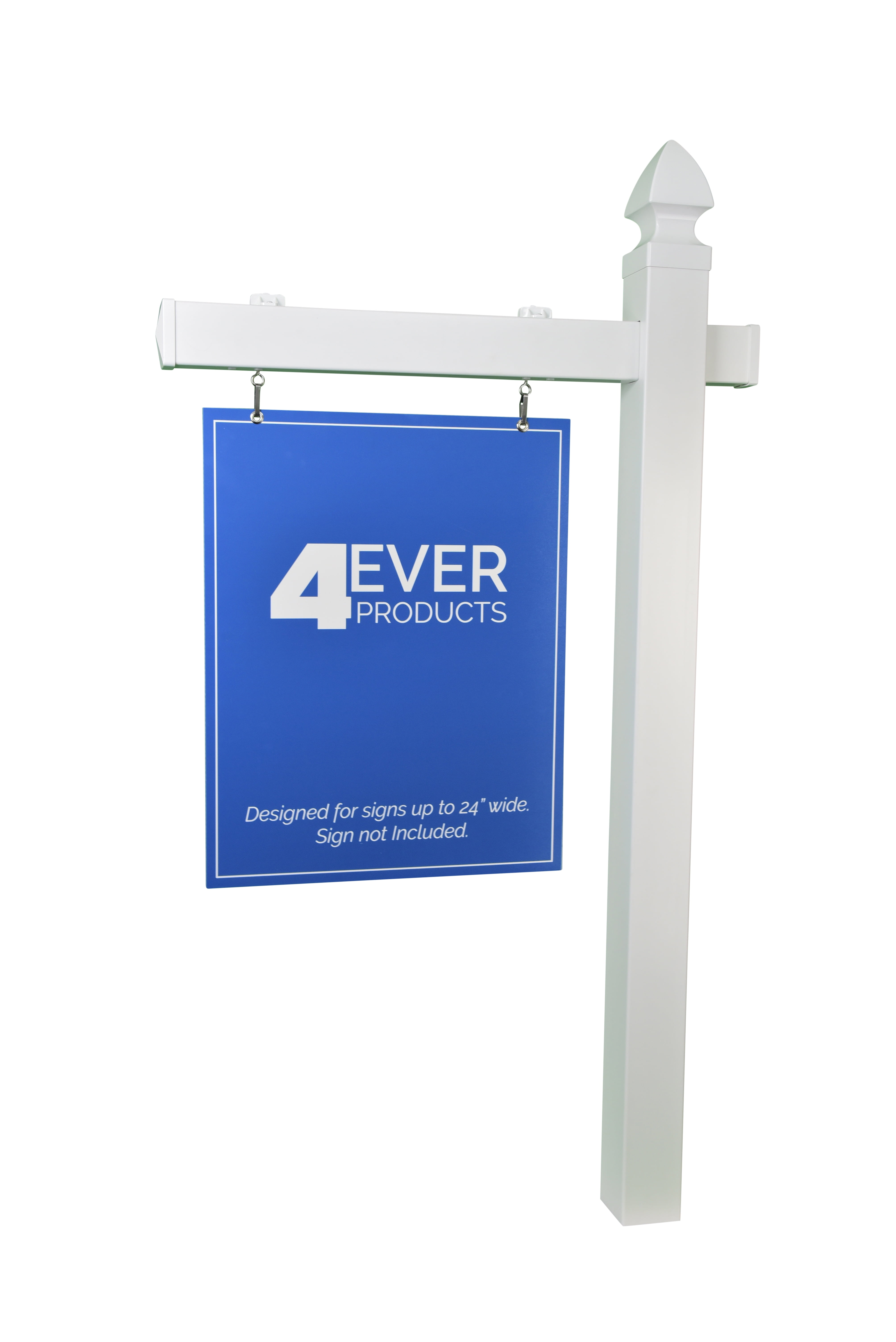 White Real Estate Sign Post with Stake 5 Foot w 36 inch arm Gothic Cap ...