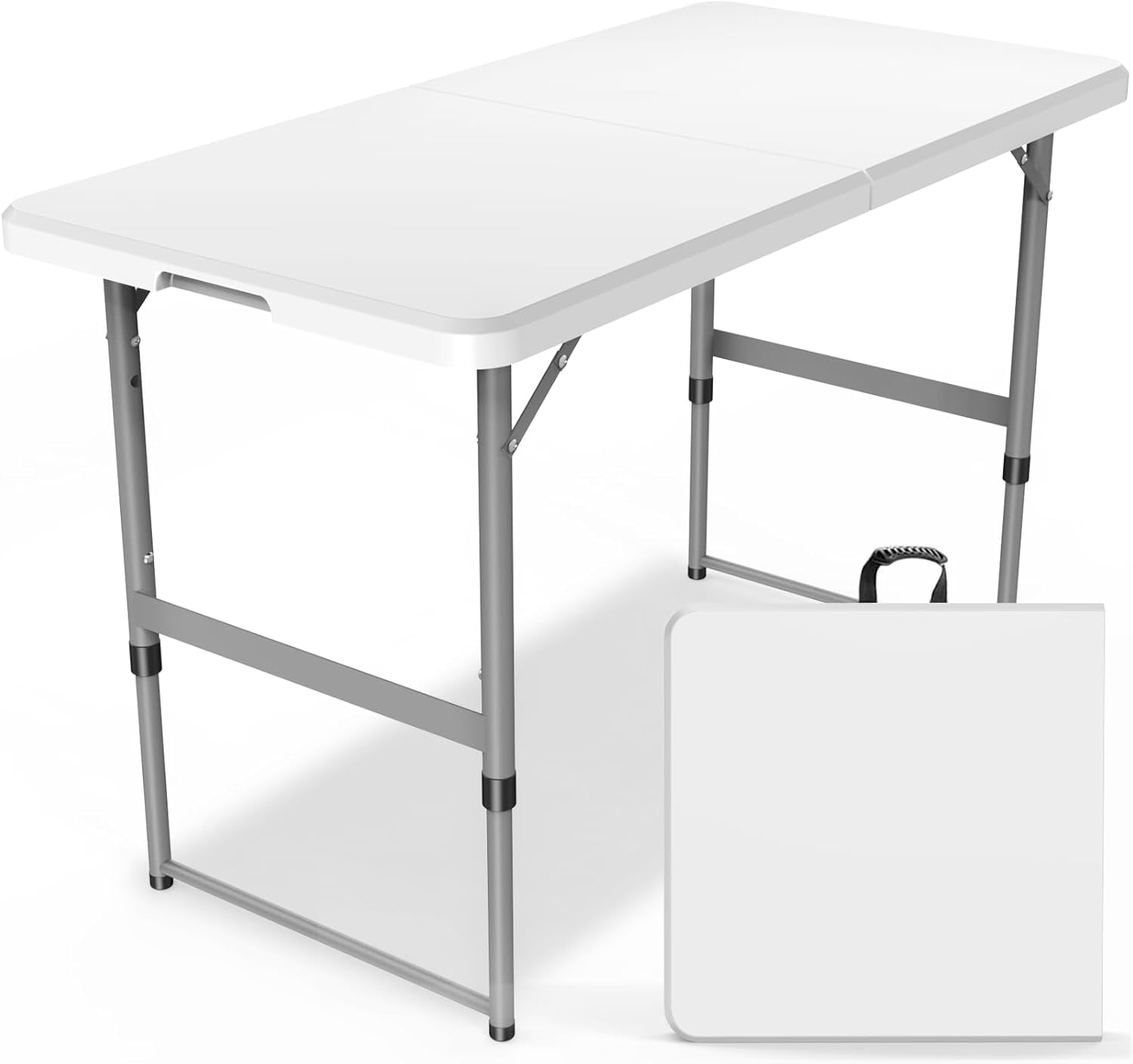 4FT（24" x 48"） Folding Table, Indoor Outdoor Heavy Duty Table with ...