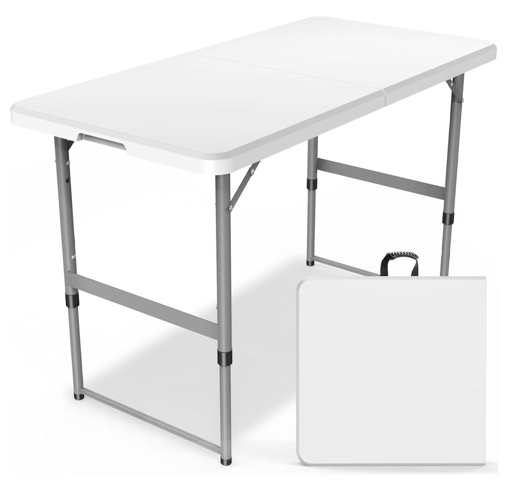 4FT（24" x "） Folding Table, Indoor Outdoor Heavy Duty Table with ...