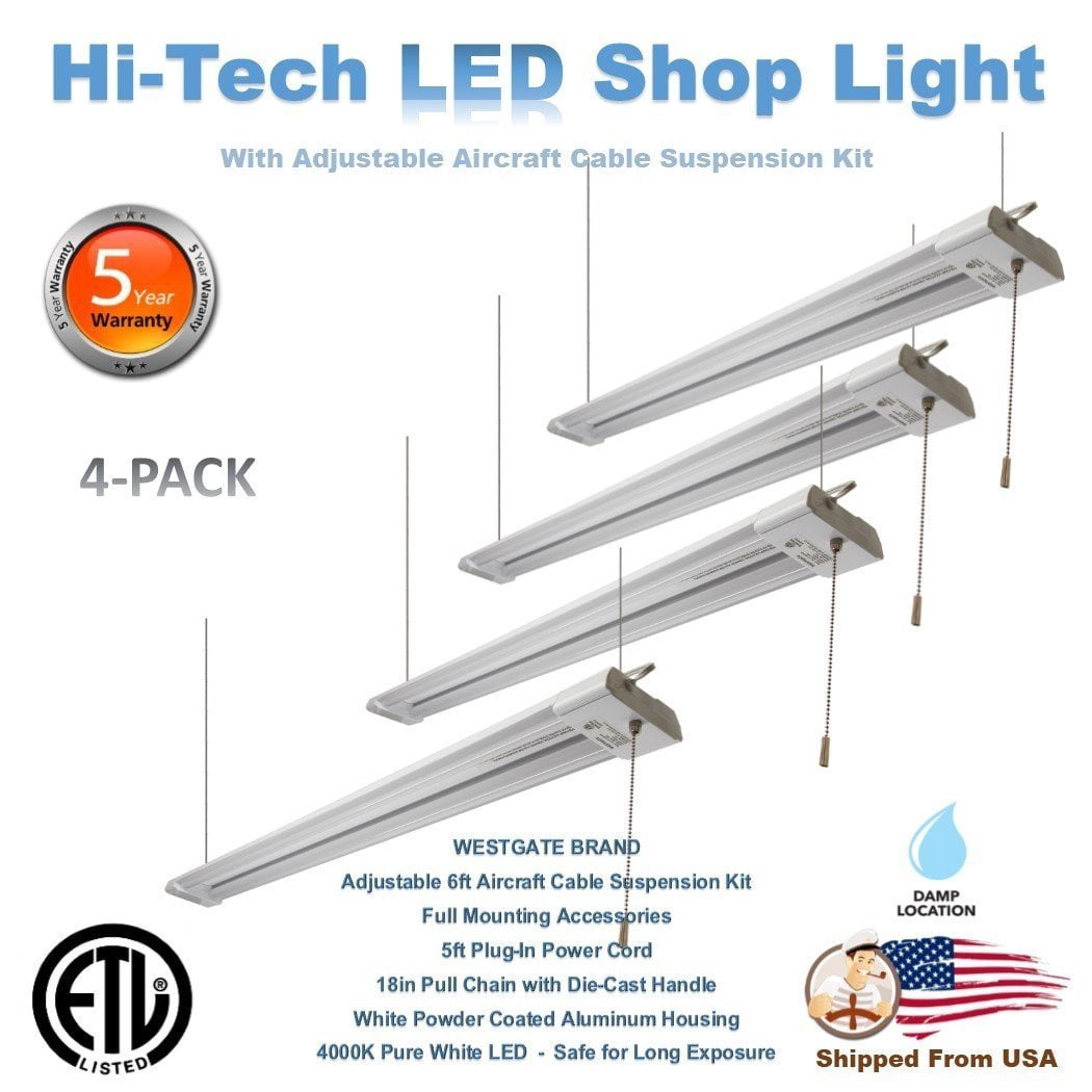 4FT 40W LED Hi-Tech Shop Light With Adjustable Suspension Cable High ...
