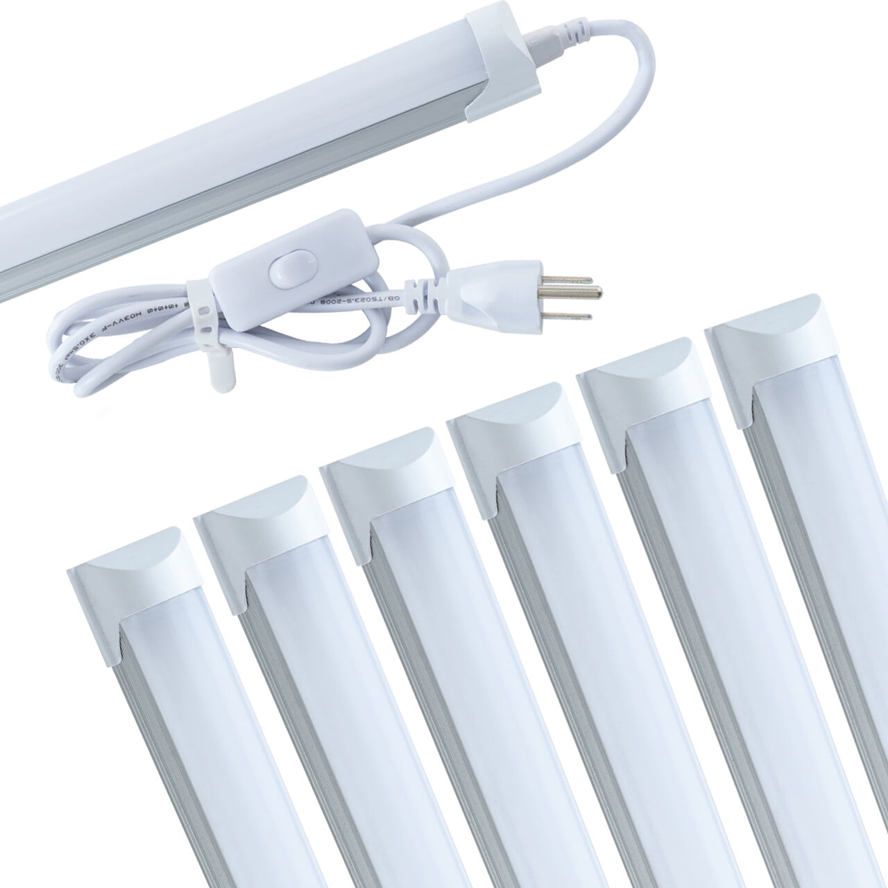 4FT 6 Pack LED Shop Light T5 T8 Linkable Ceiling Tube Fixture 24W ...