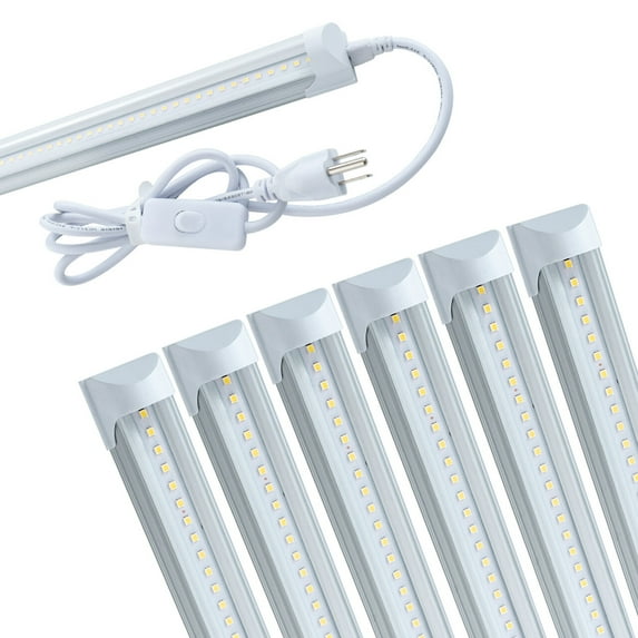 4FT 6 Pack LED Shop Light T8 Linkable Ceiling Tube Fixture 24W Daylight ...