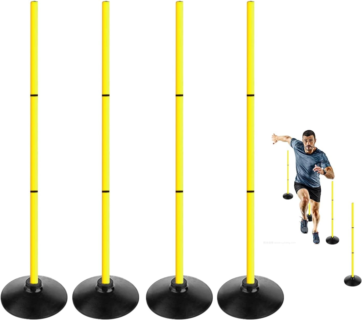 4FT Agility Poles Set Detachable Speed Training Poles Soccer Slalom ...